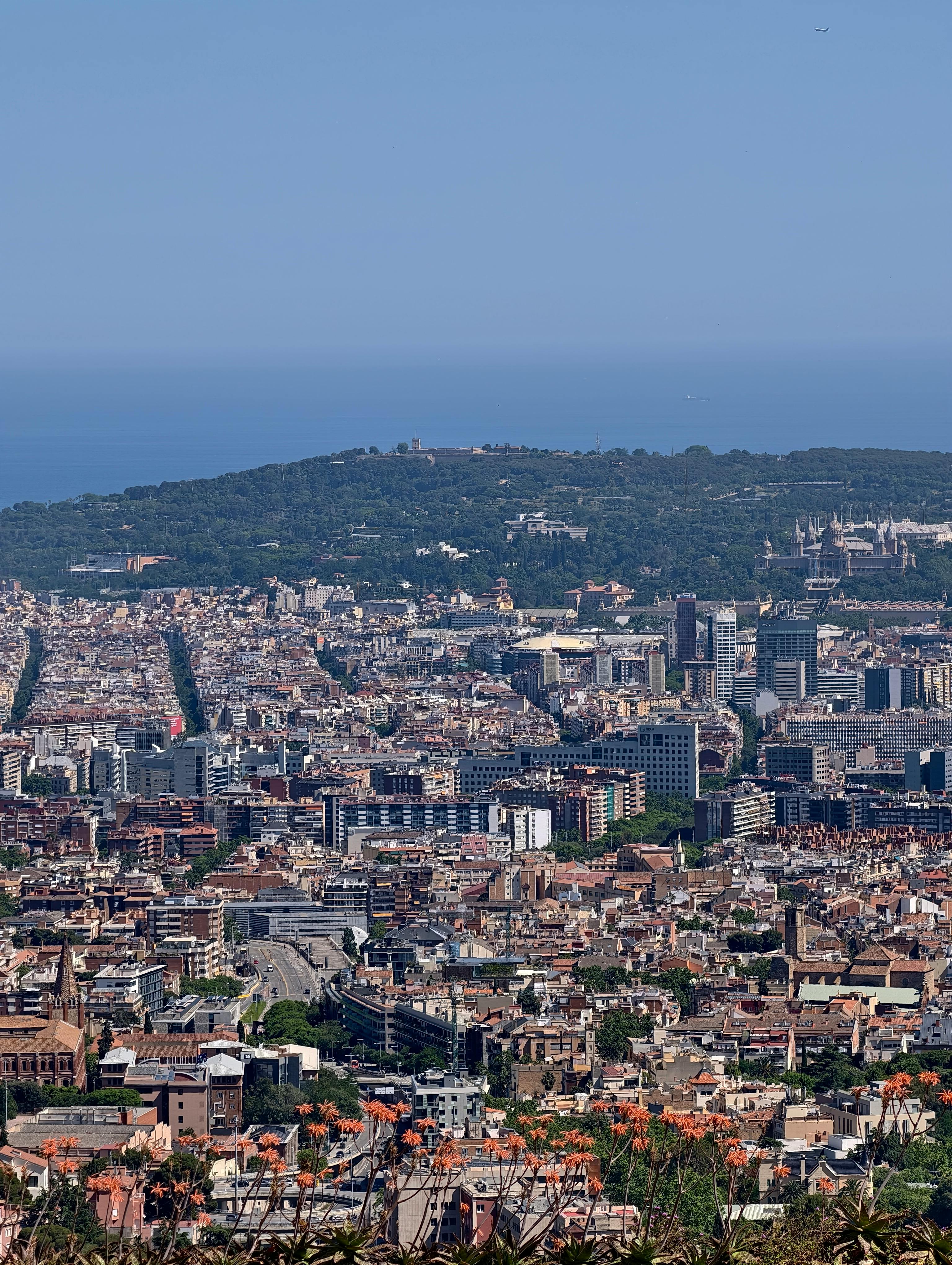 Aerial View of Barcelona Cityscape with Ocean · Free Stock Photo