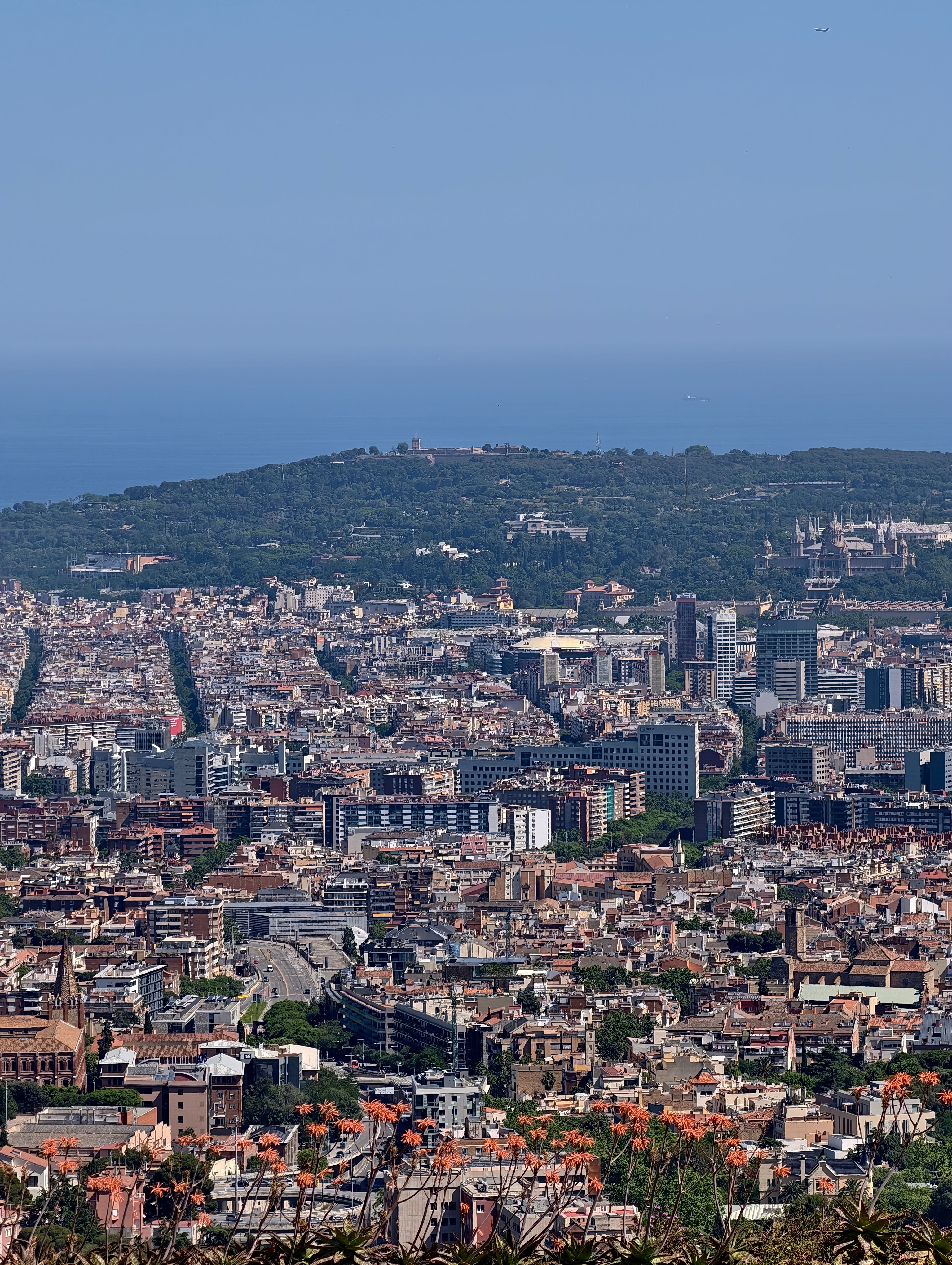 Aerial View of Barcelona Cityscape with Ocean · Free Stock Photo