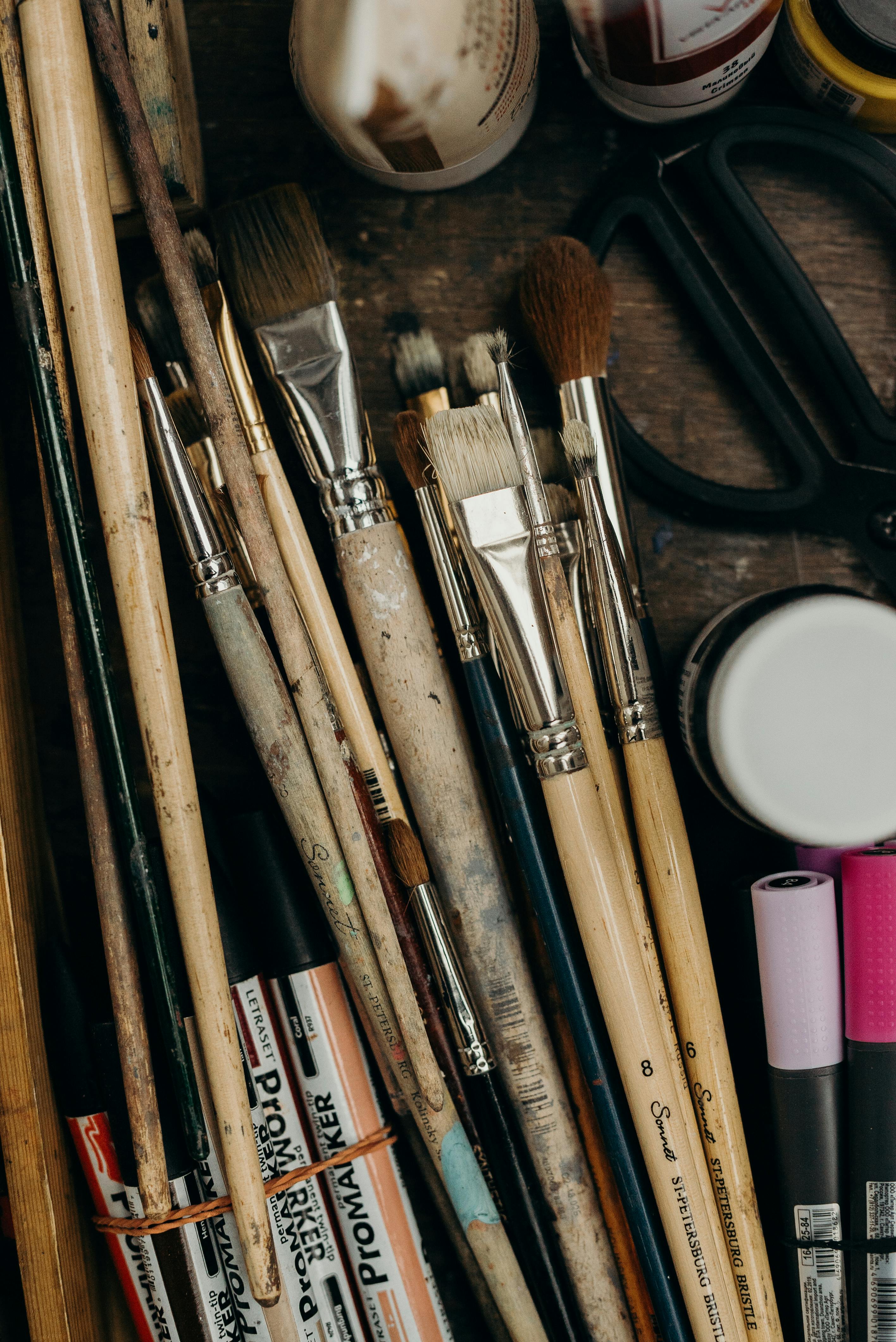 Brown and Black Paint Brushes · Free Stock Photo