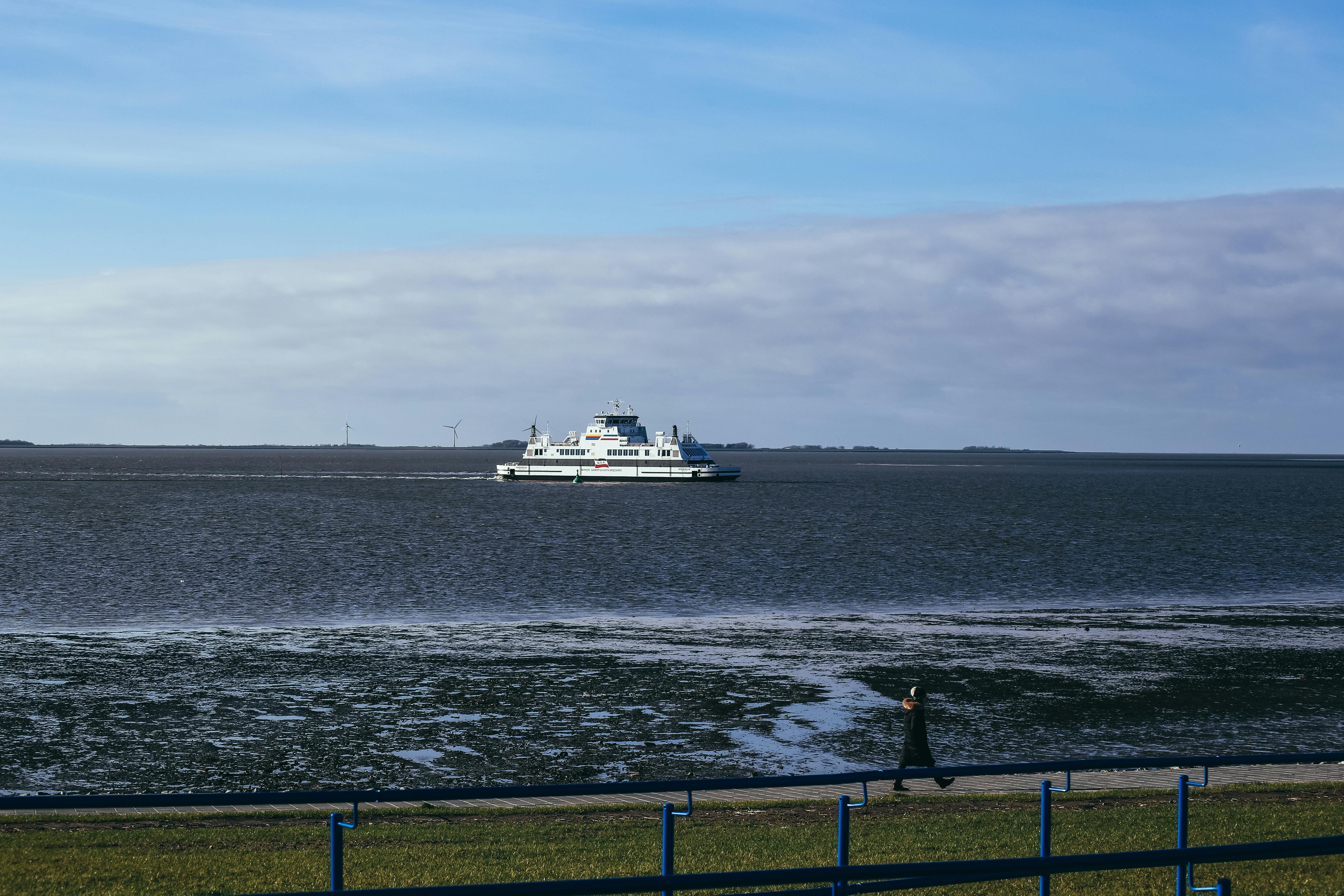 White and Blue Cruise Ship on Sea Under the Blu Sky · Free Stock Photo