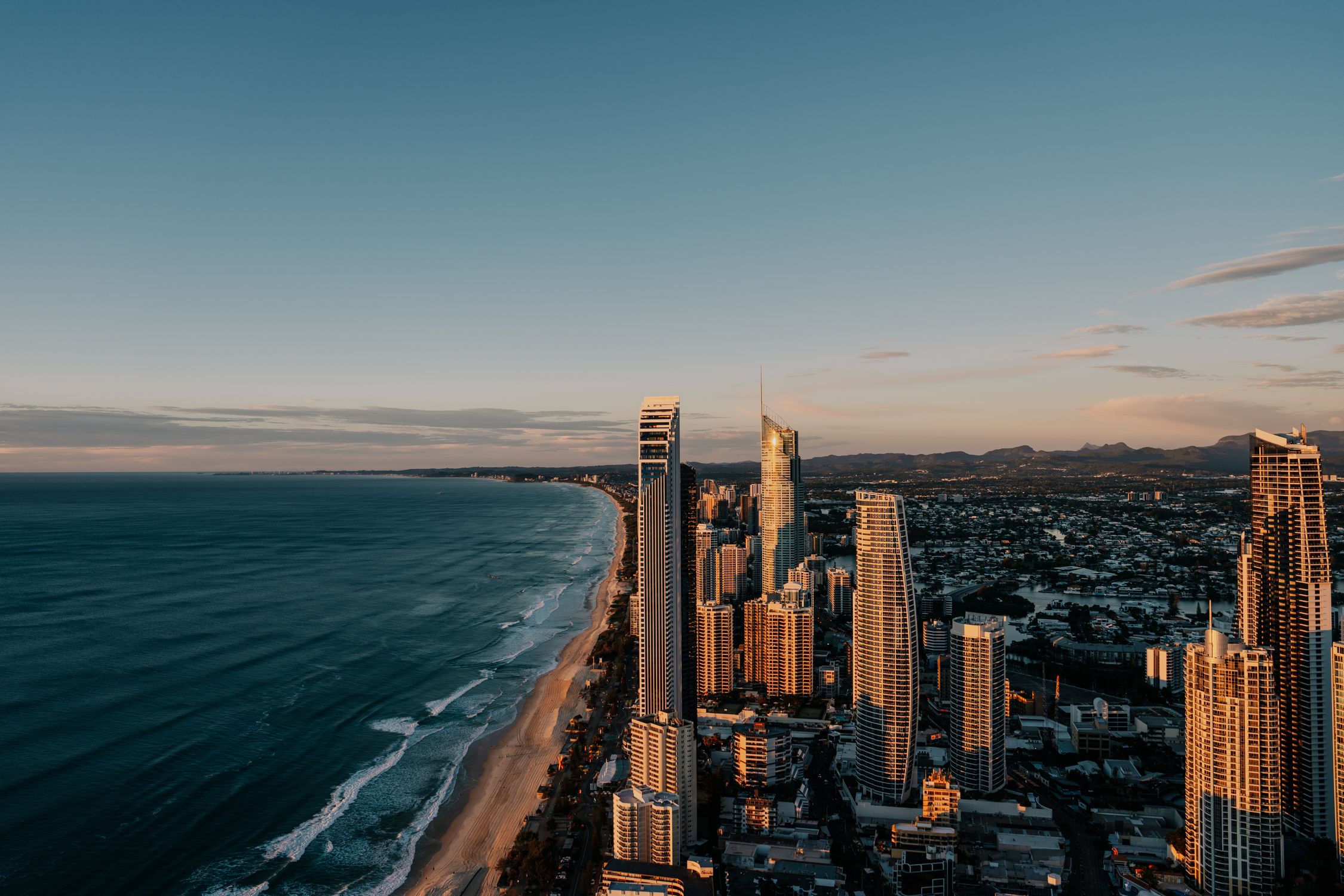 Stunning Aerial View of Gold Coast Skyline at Dusk · Free Stock Photo