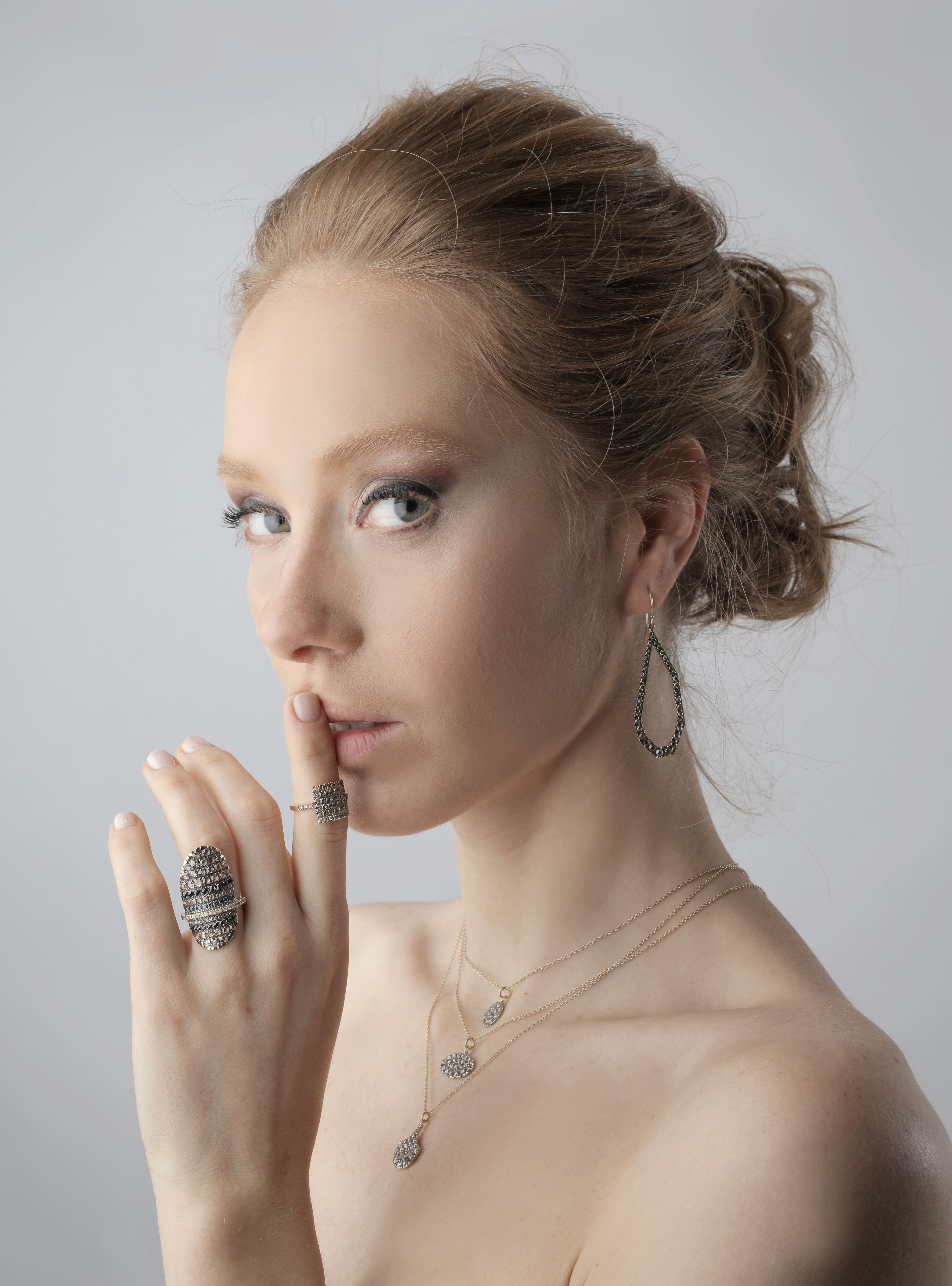 Portrait Photo of Woman With Rings, Earring and Necklace · Free Stock Photo