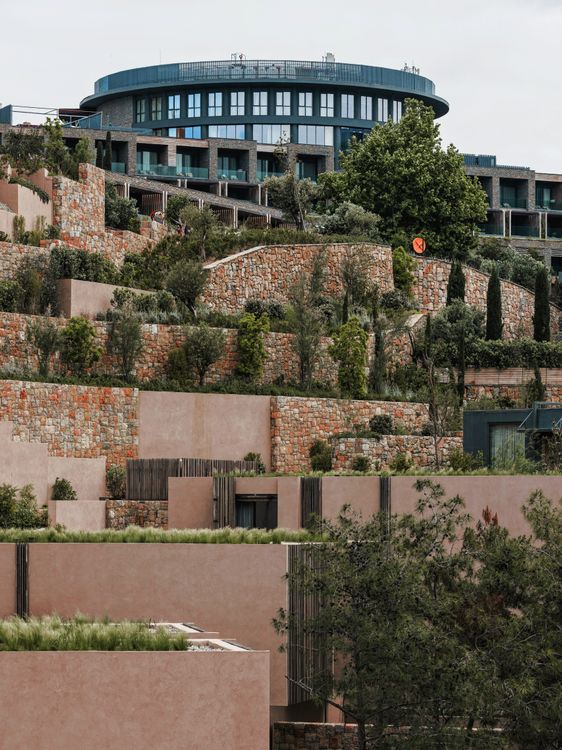 Modern Terraced Building with Stone Walls · Free Stock Photo