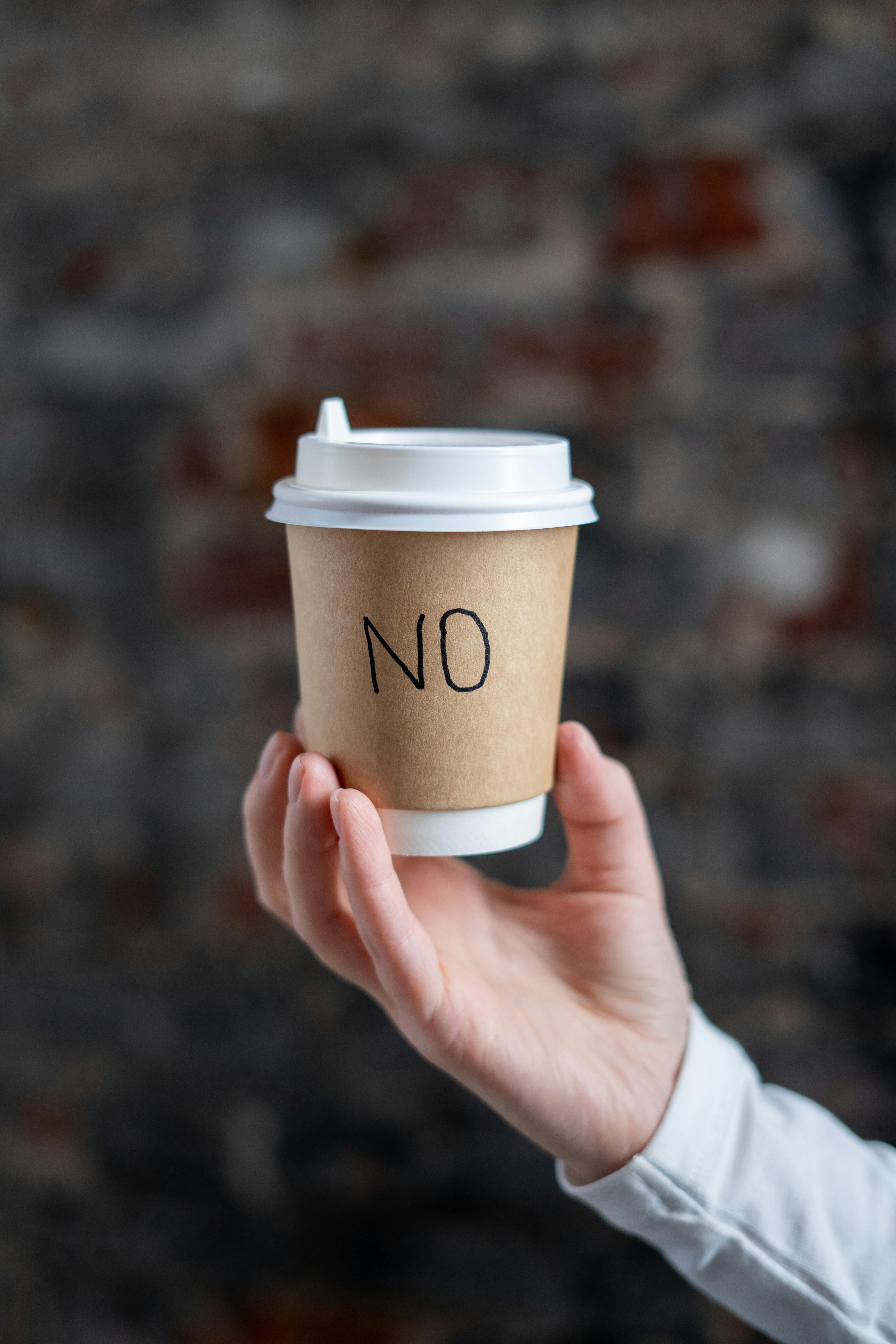 The Word No Written on a Paper Cup · Free Stock Photo