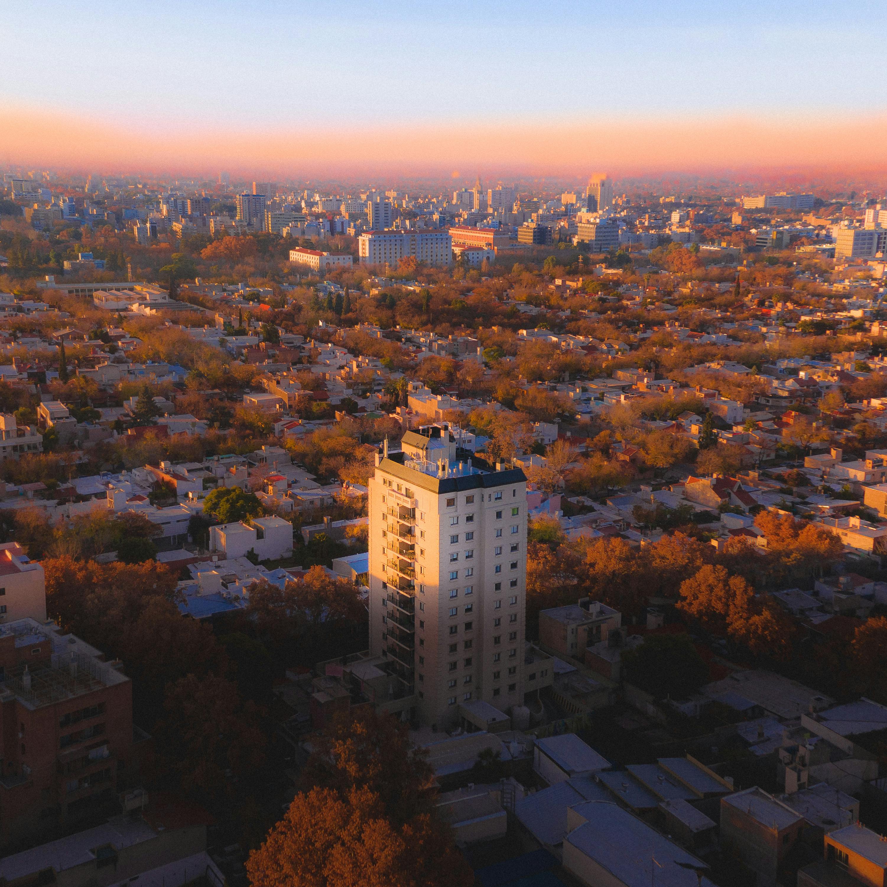 Aerial View of City during Sunset · Free Stock Photo
