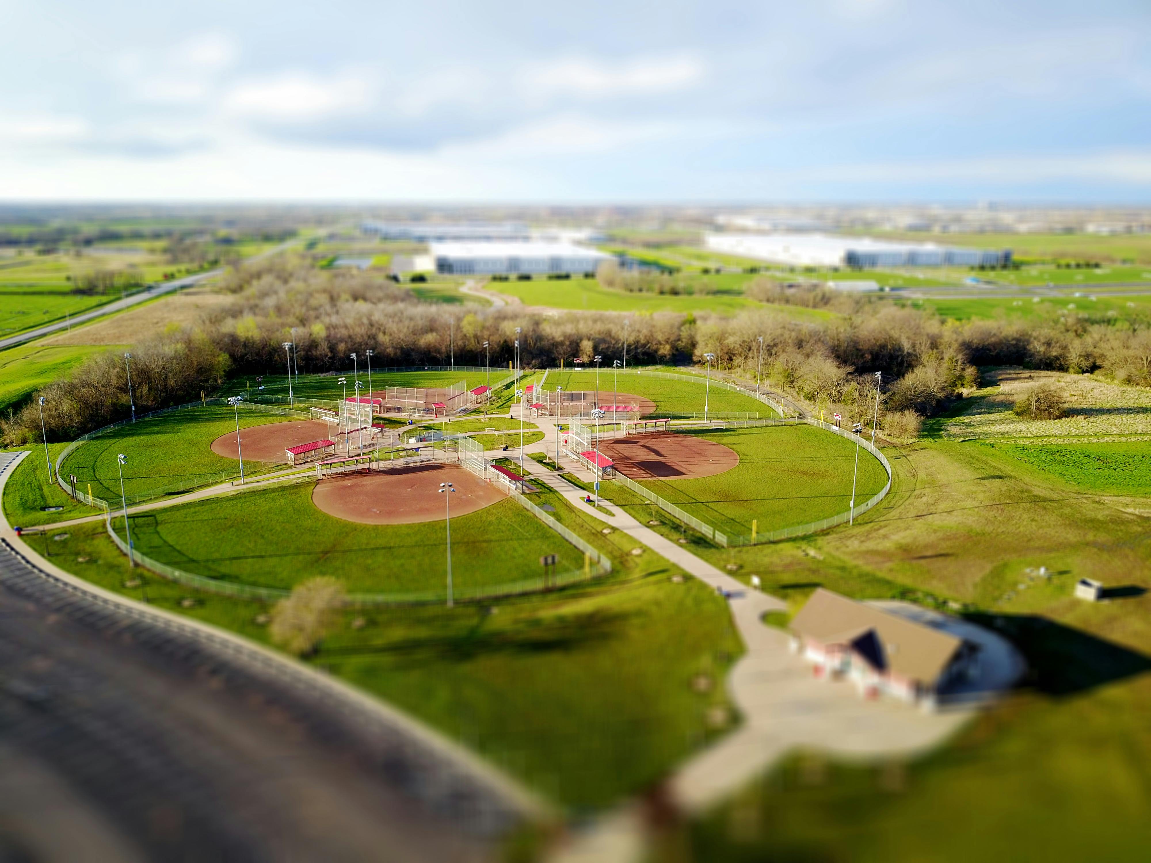 Free stock photo of aerial, softball
