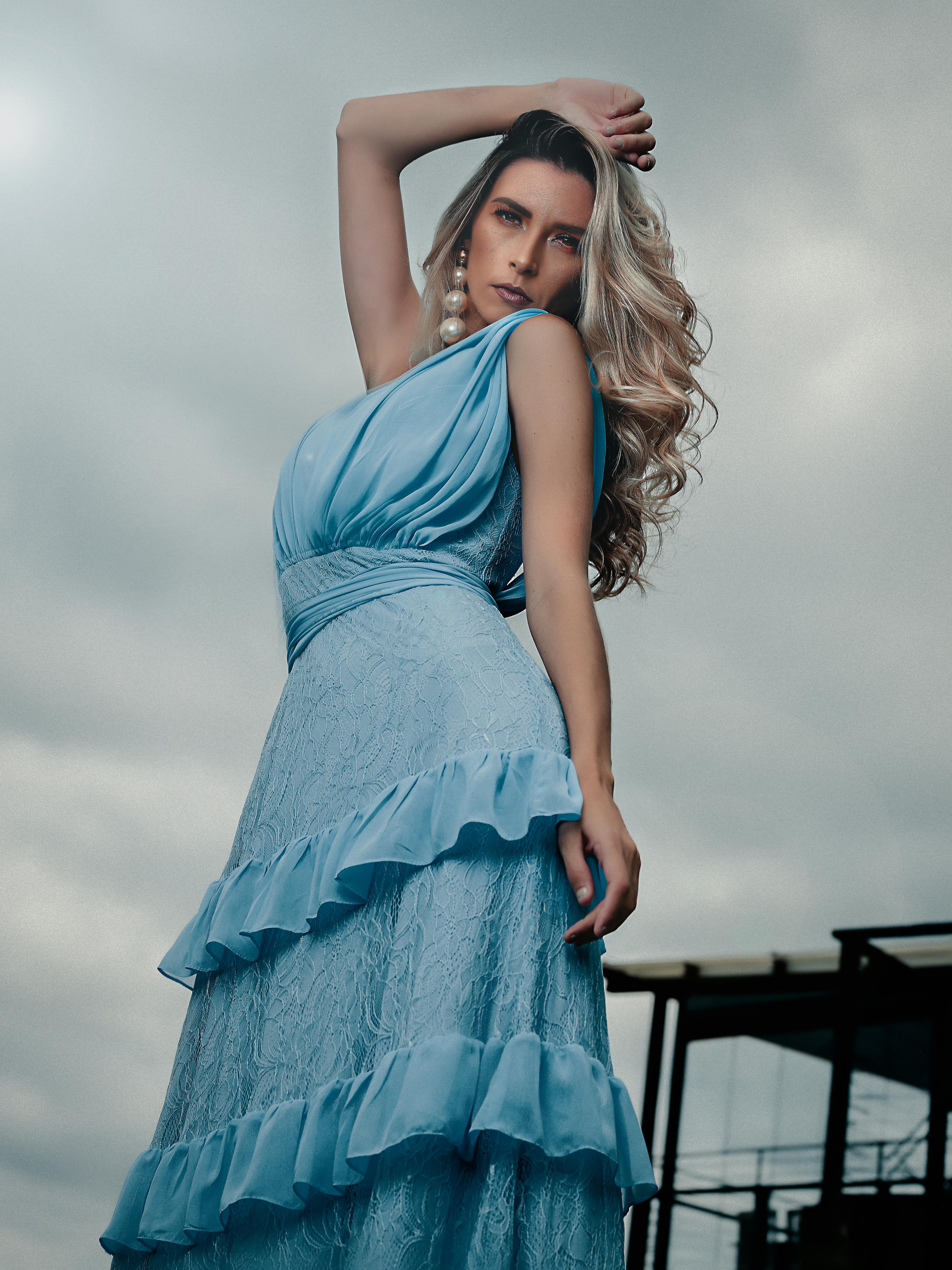 Photo Of Woman Wearing Blue Dress · Free Stock Photo