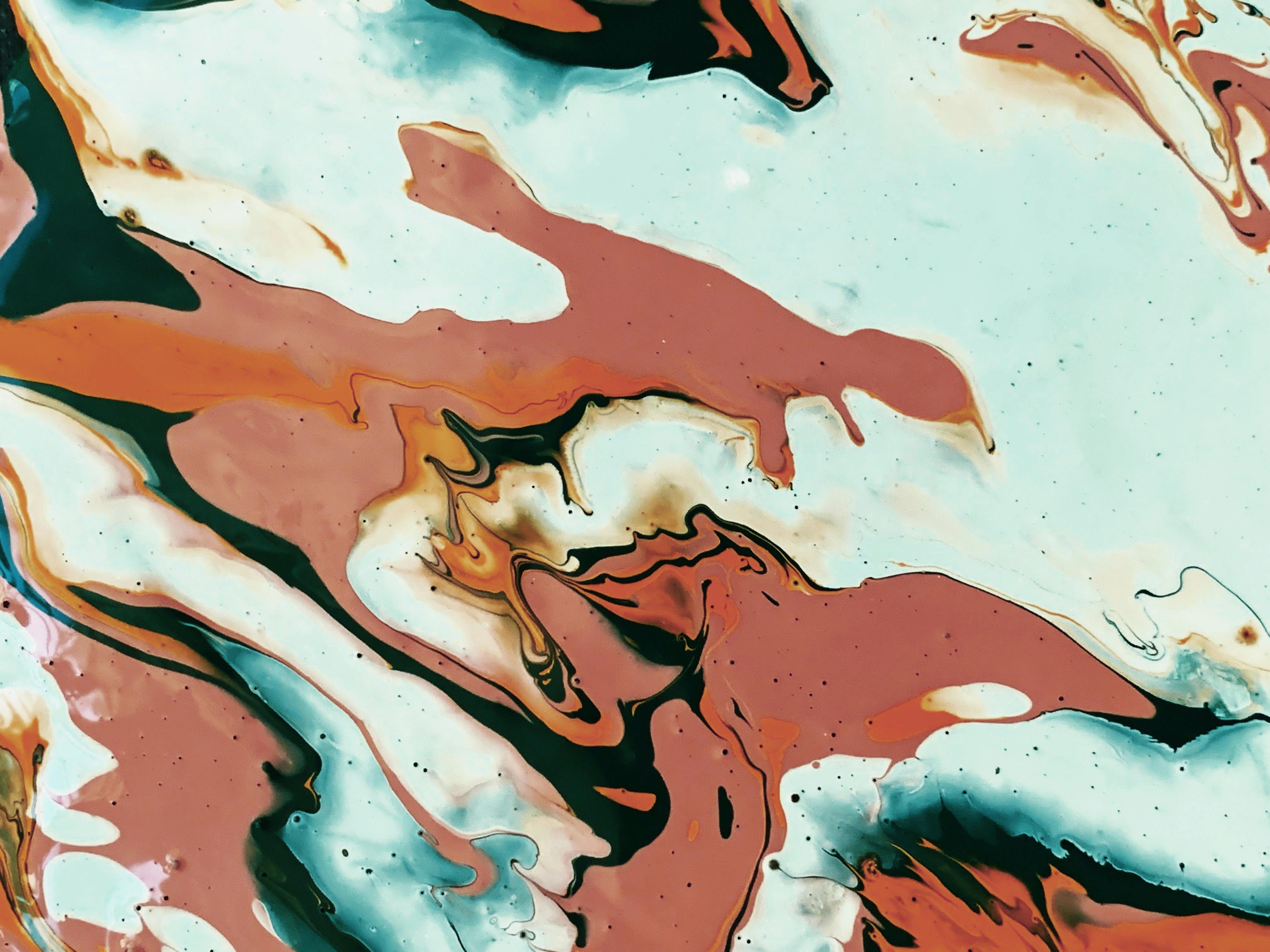 Abstract background of spills brown and turquoise paints · Free Stock Photo