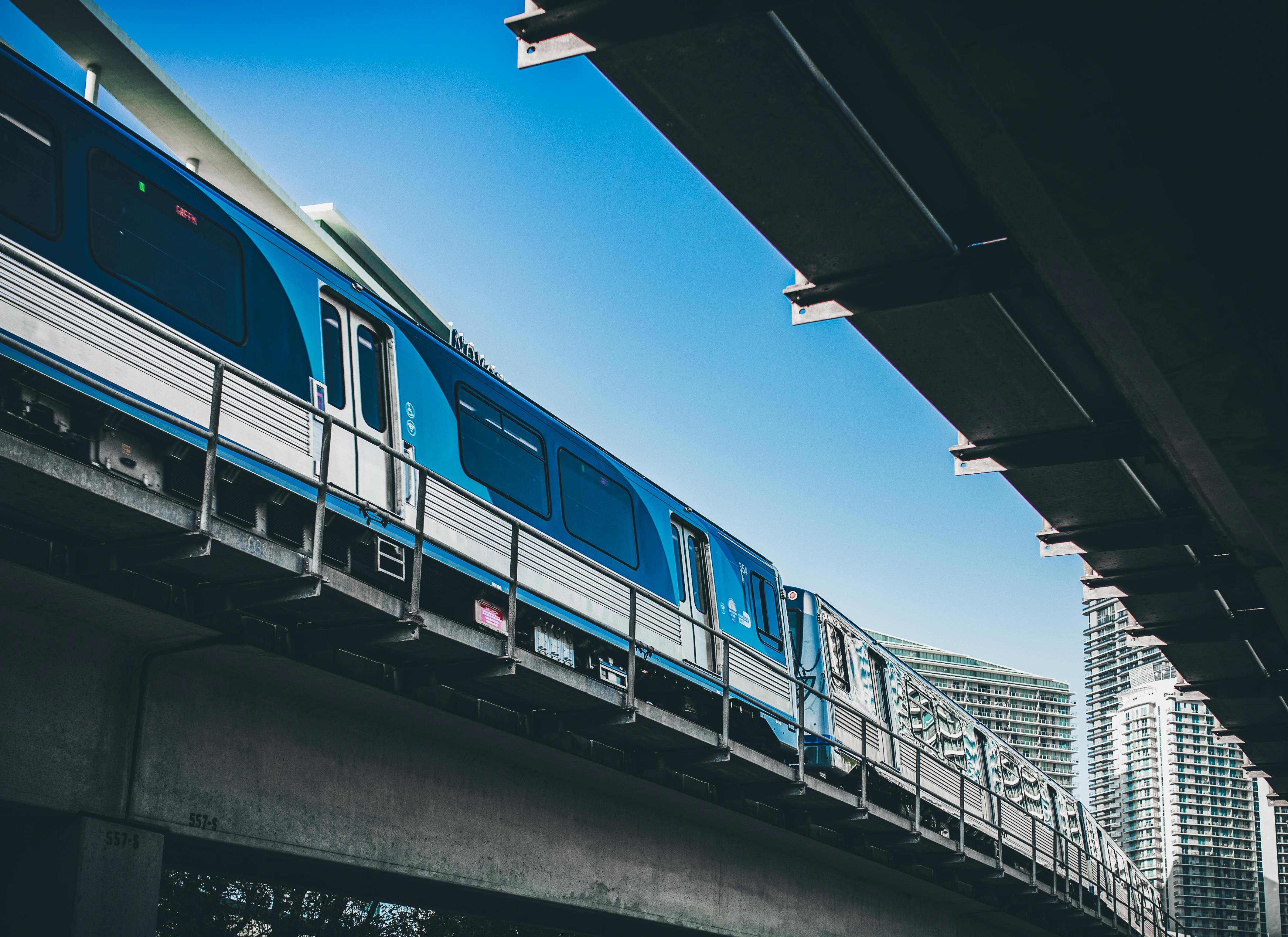 Blue Train Passing · Free Stock Photo