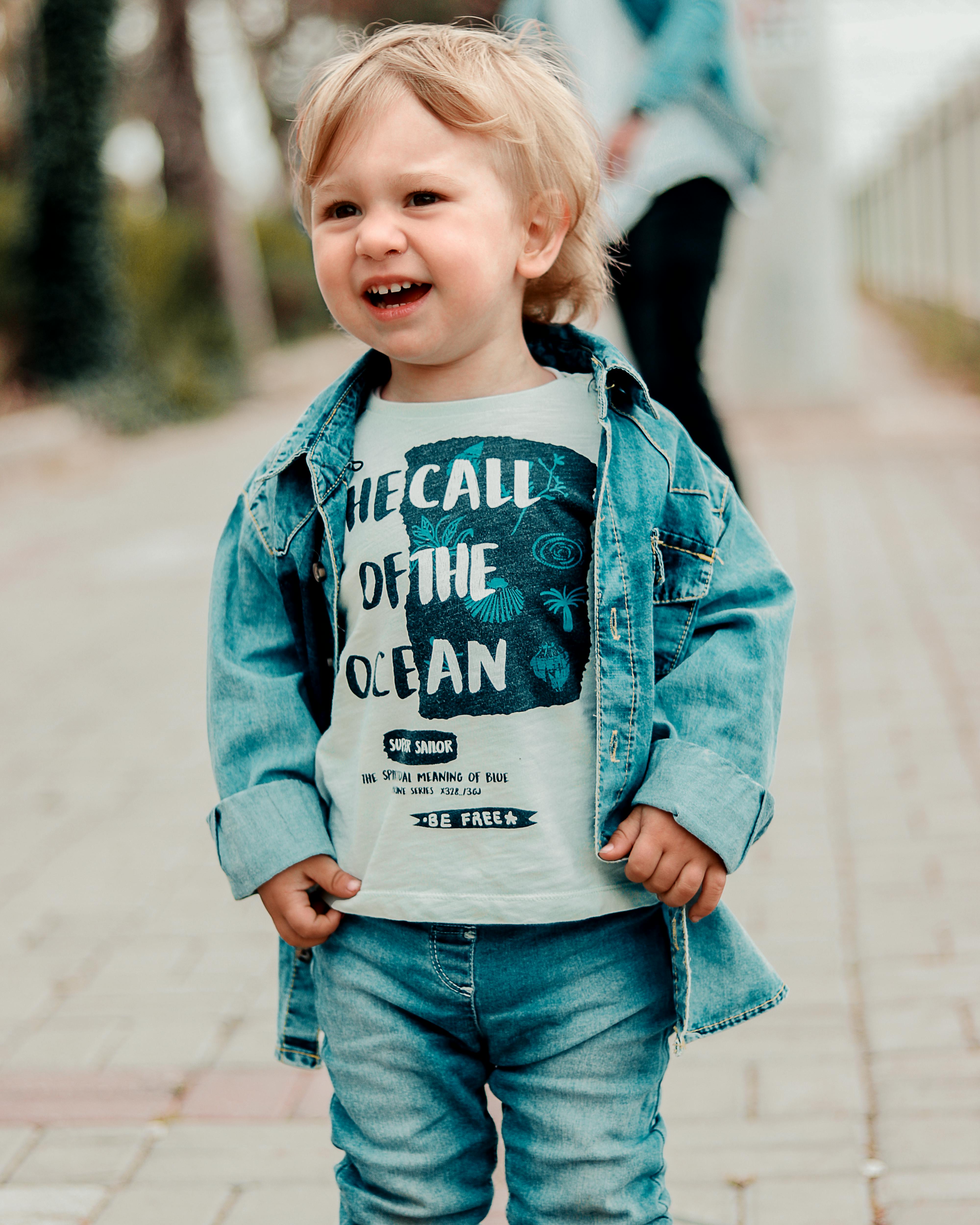 Kid In Denim Jacket Standing · Free Stock Photo