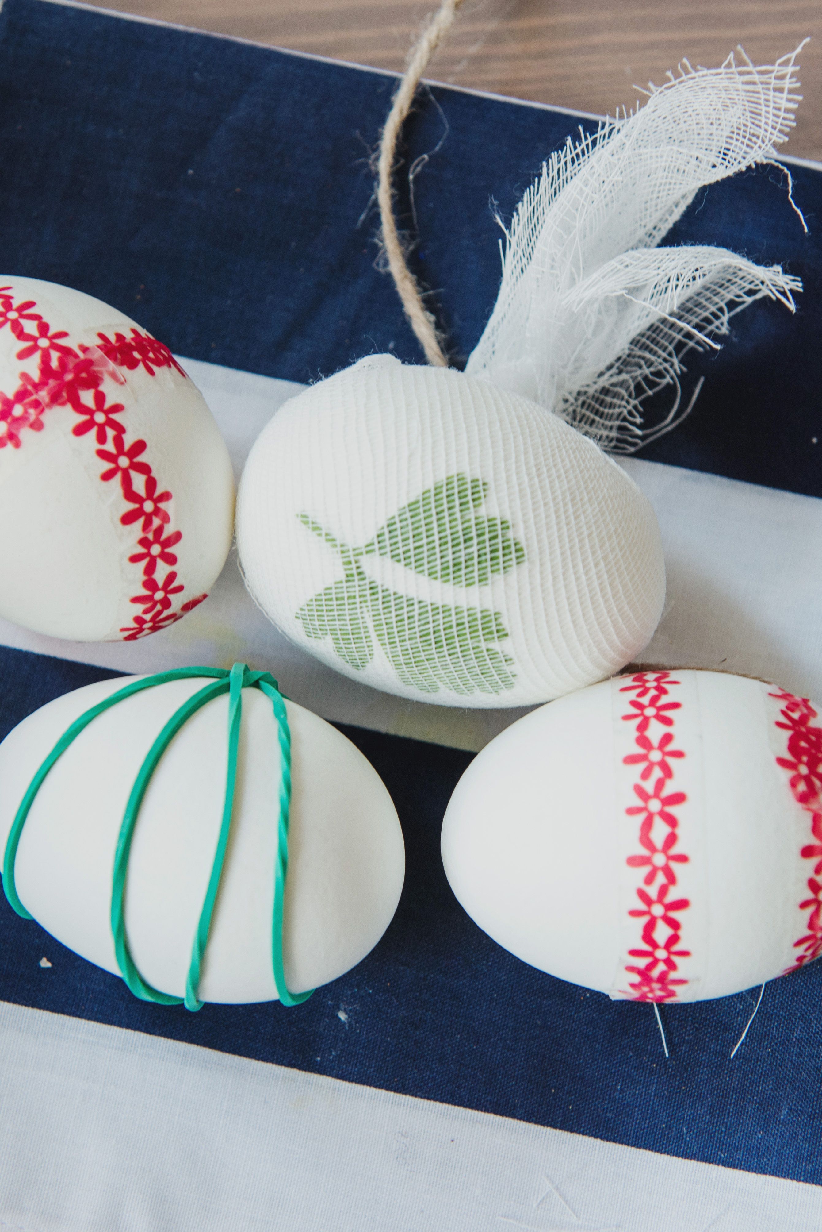 Easter eggs decorated with bands · Free Stock Photo