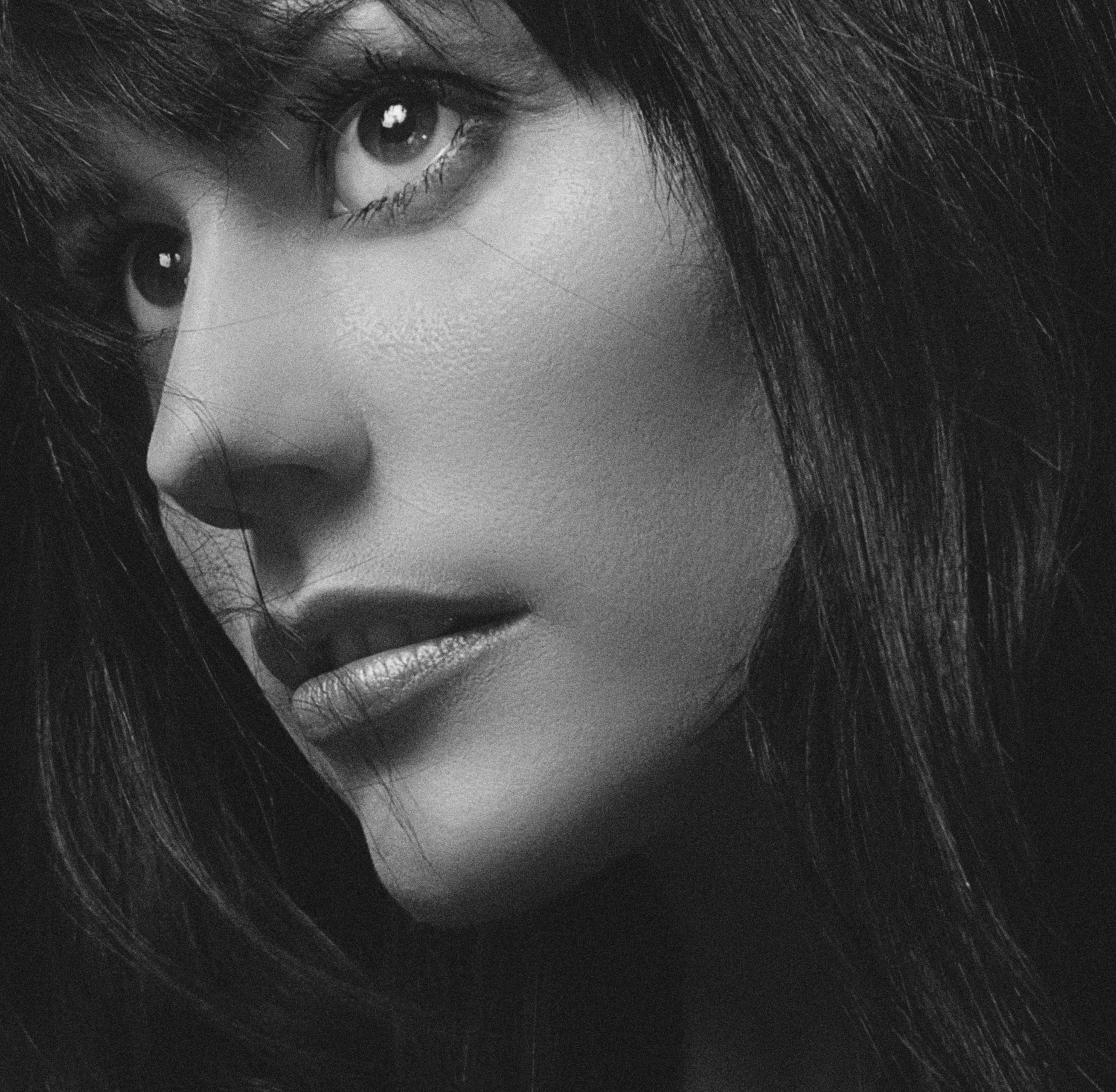 Grayscale Photo Of Woman's Face · Free Stock Photo