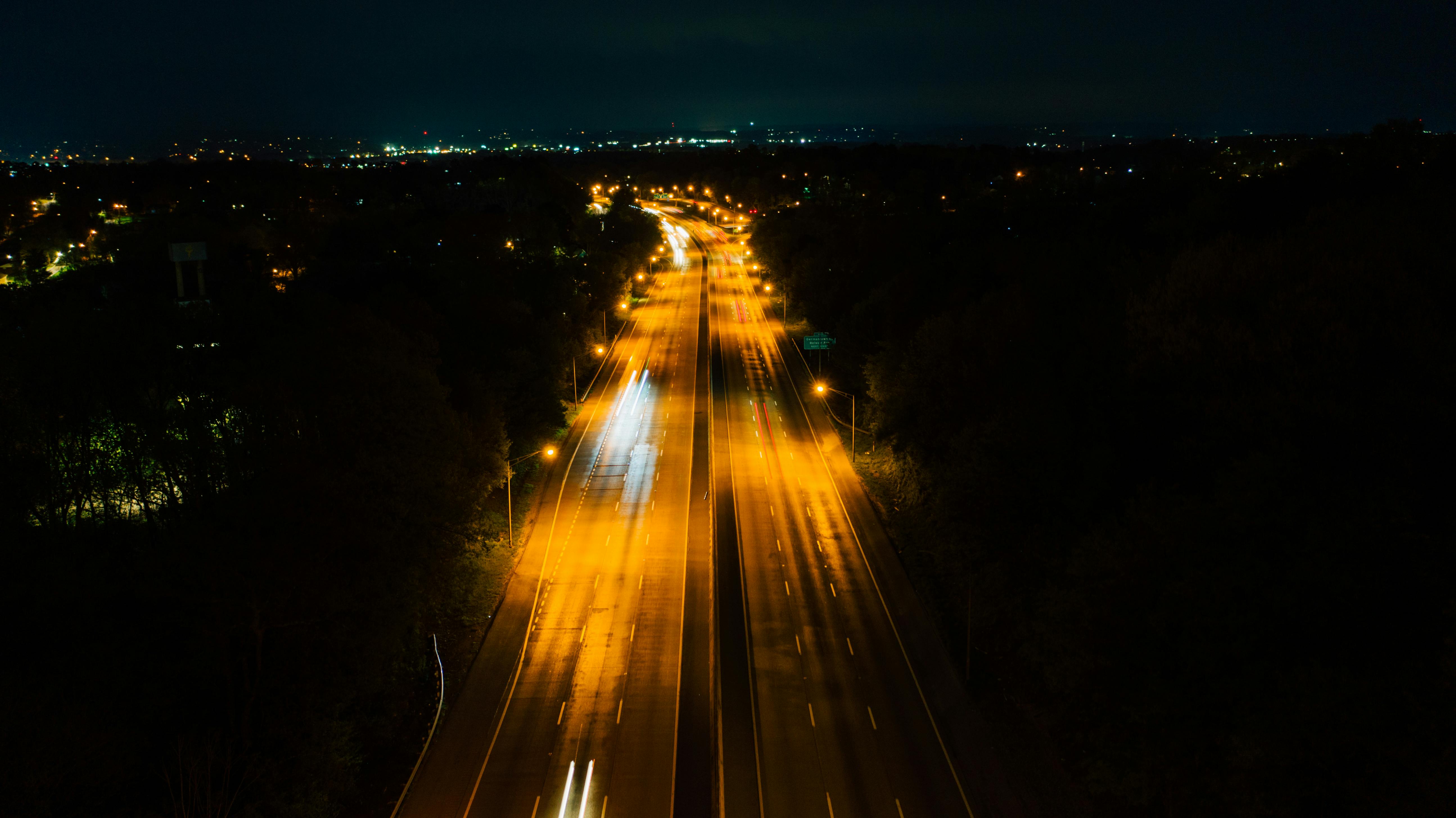 Bird's Eye View Of An Empty Road During Evening · Free Stock Photo