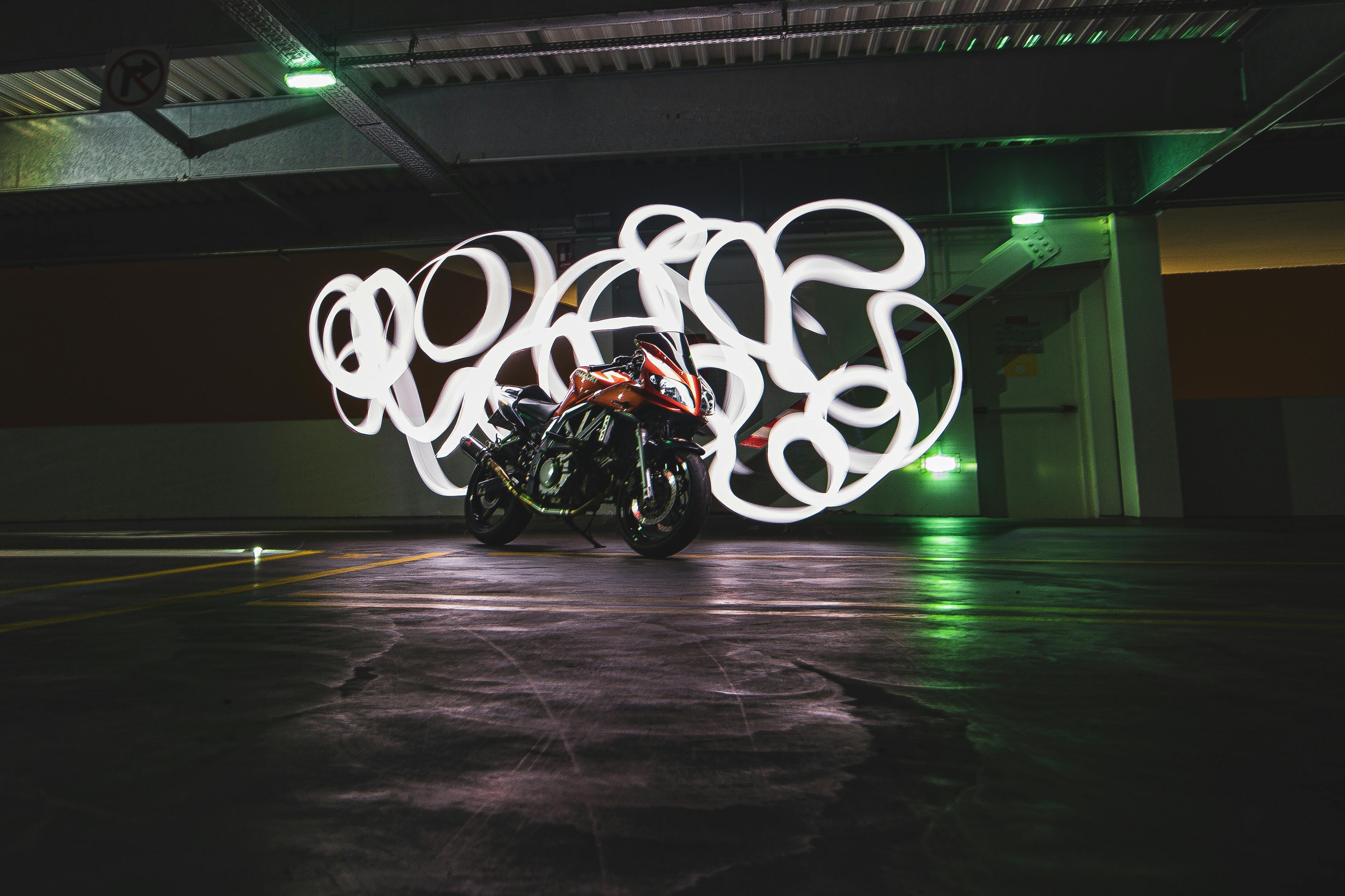 Motorcycle in Underground Car Park · Free Stock Photo
