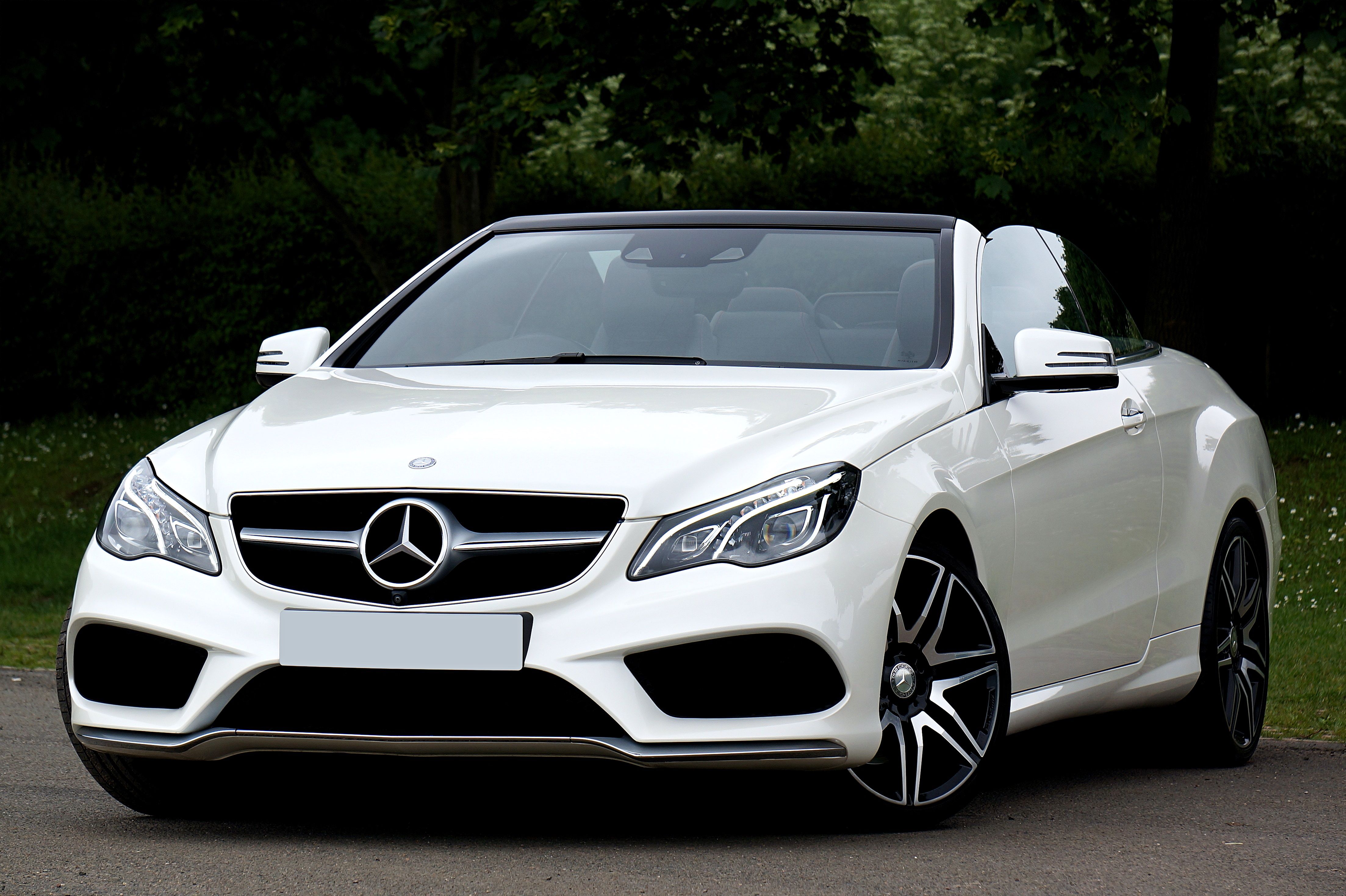 White Mercedes Benz Parked on Pavement Road · Free Stock Photo