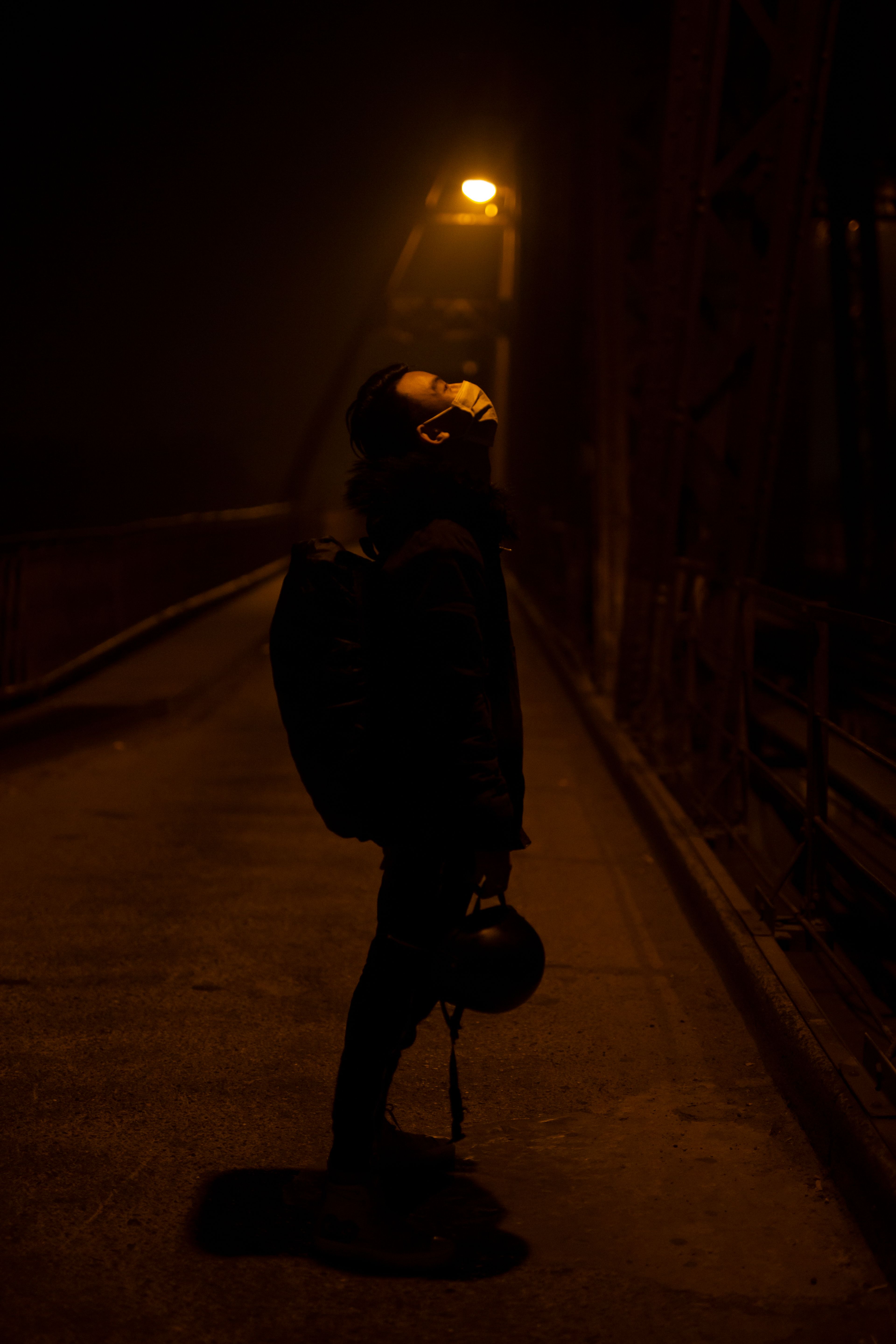 Man in Black Jacket Standing on Sidewalk during Night Time · Free Stock ...