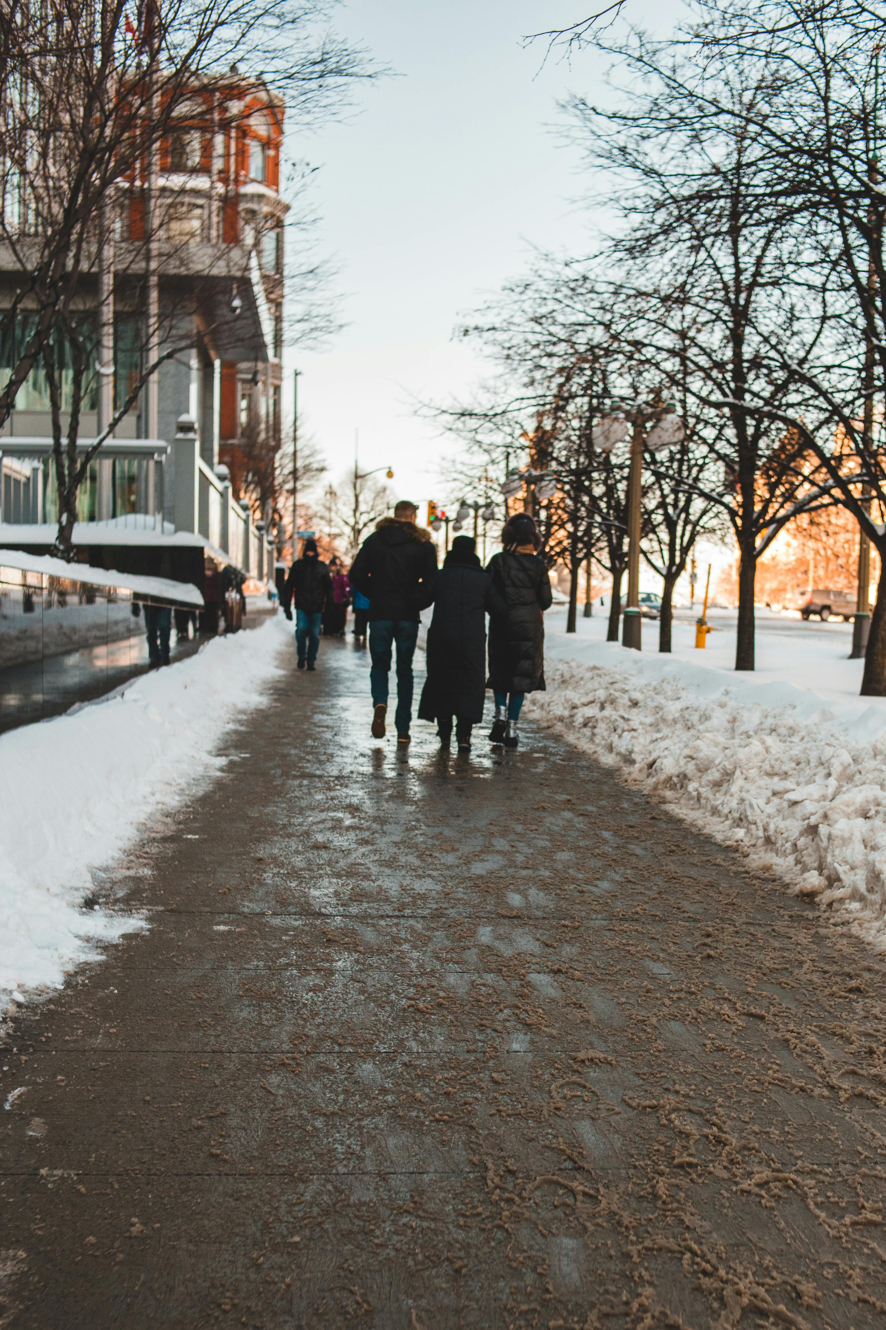 People Walking on Snow Covered Pathway · Free Stock Photo