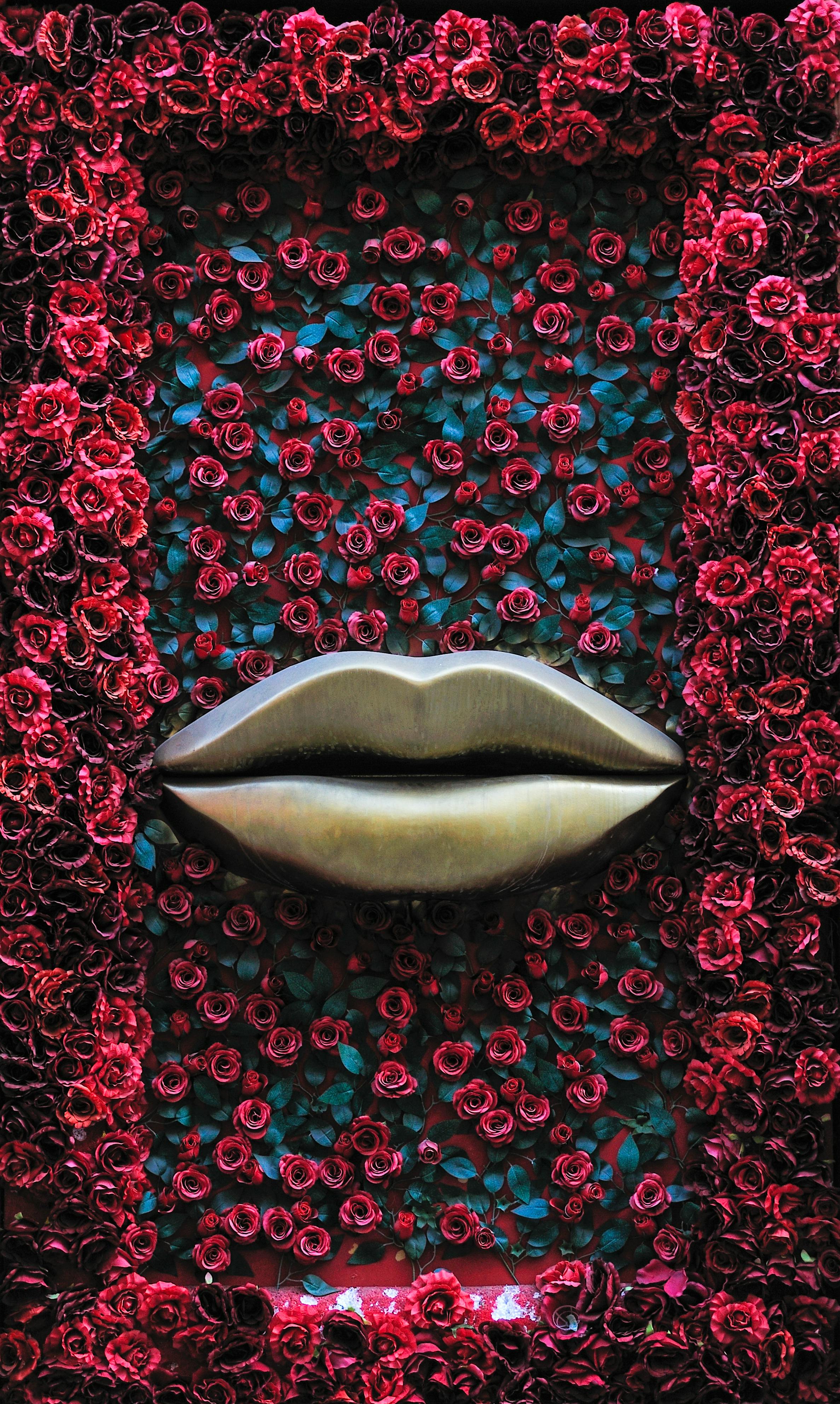 Roses and Gold Lips · Free Stock Photo