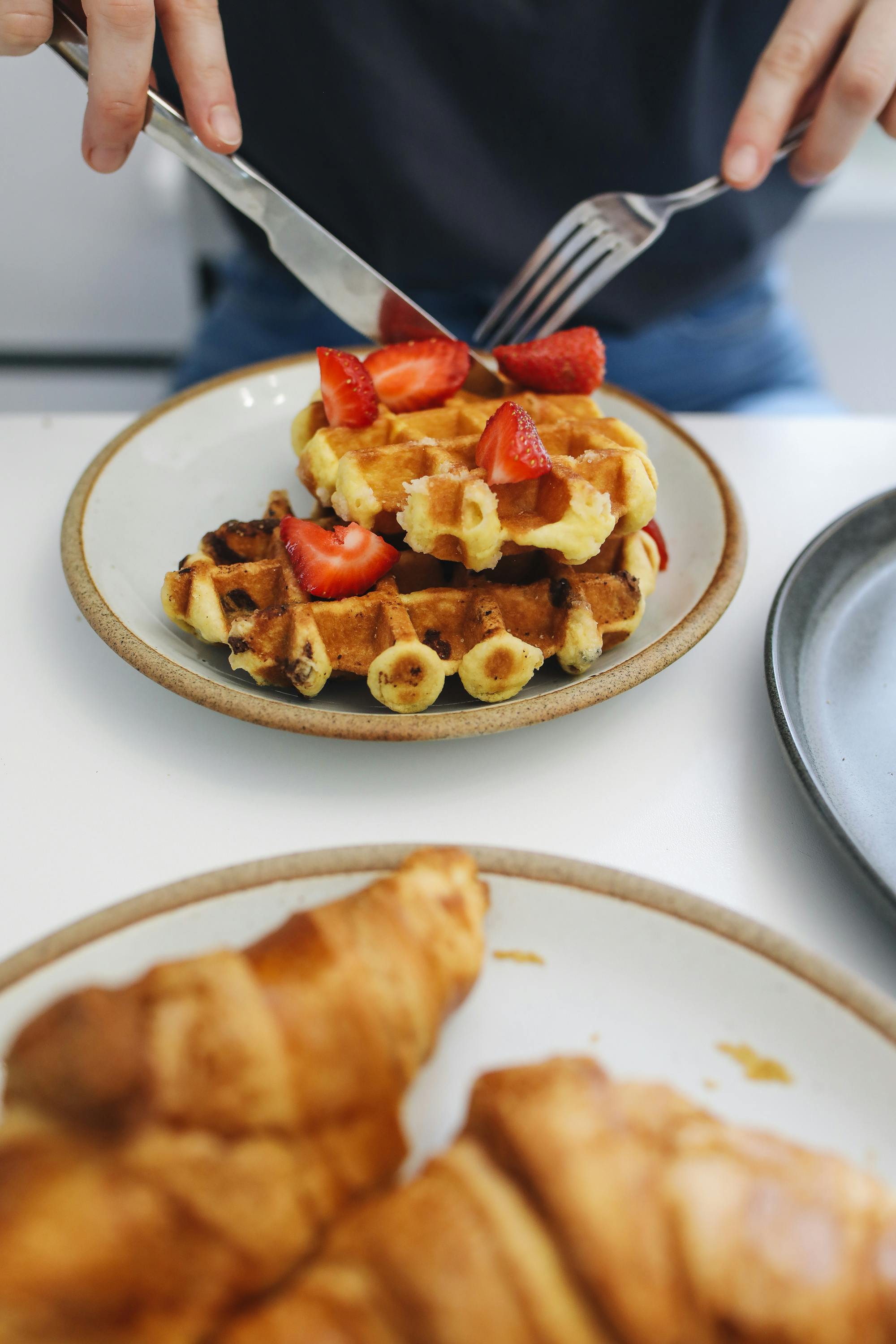 Close Up Shot of Waffles on the Plate · Free Stock Photo