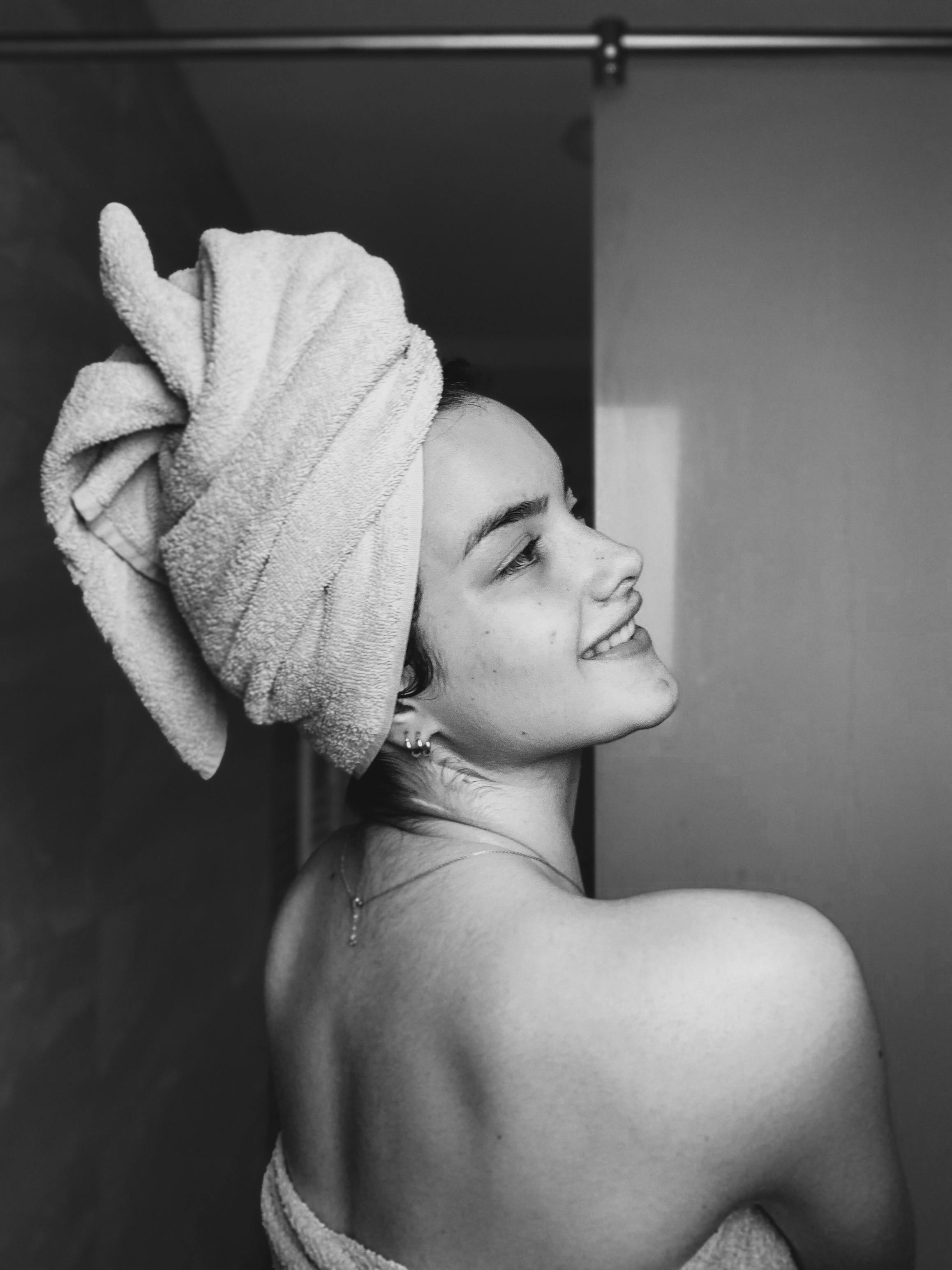 Woman with Towel on her Head · Free Stock Photo