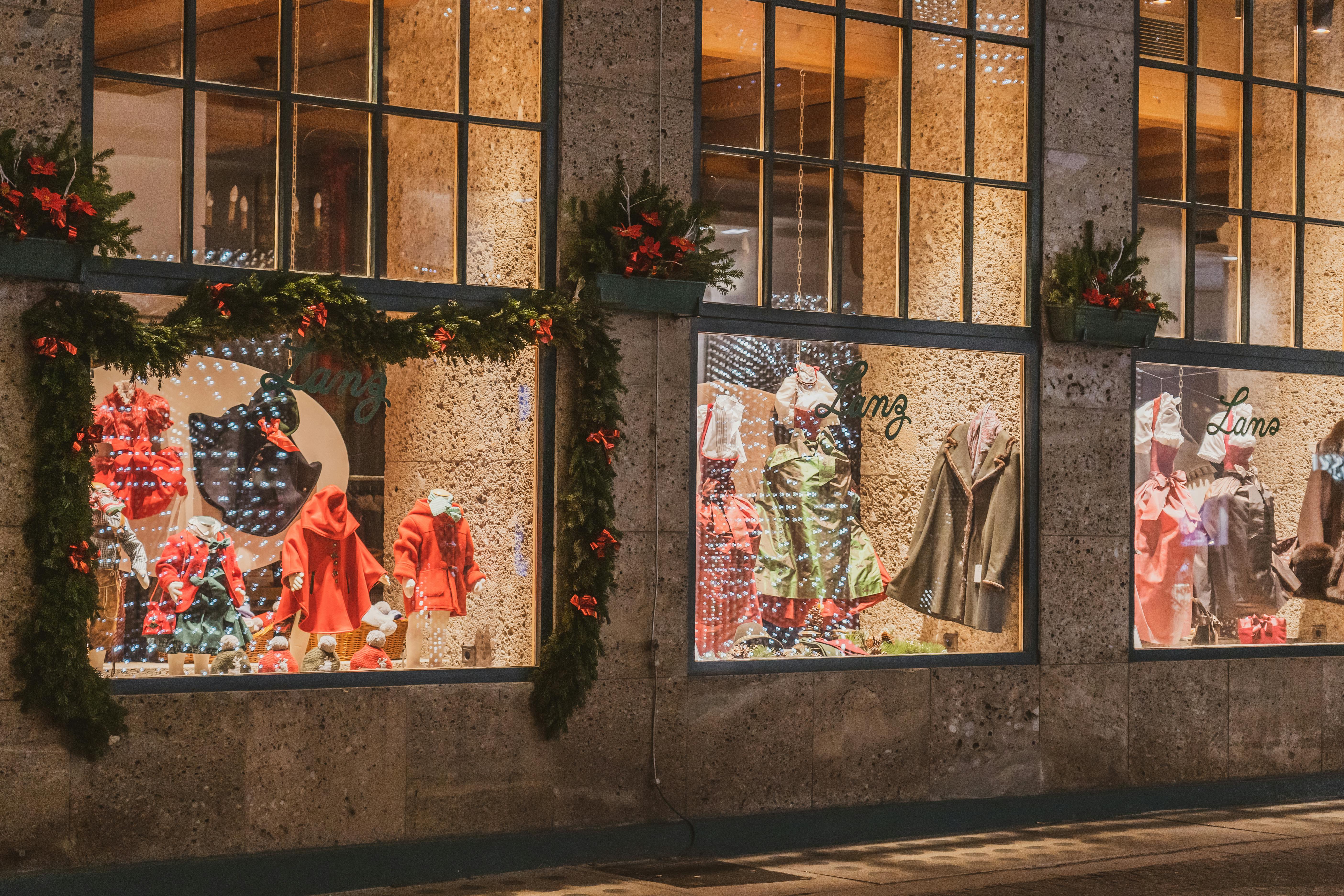 Display Window of a Clothing Store with Christmas Decoration · Free ...