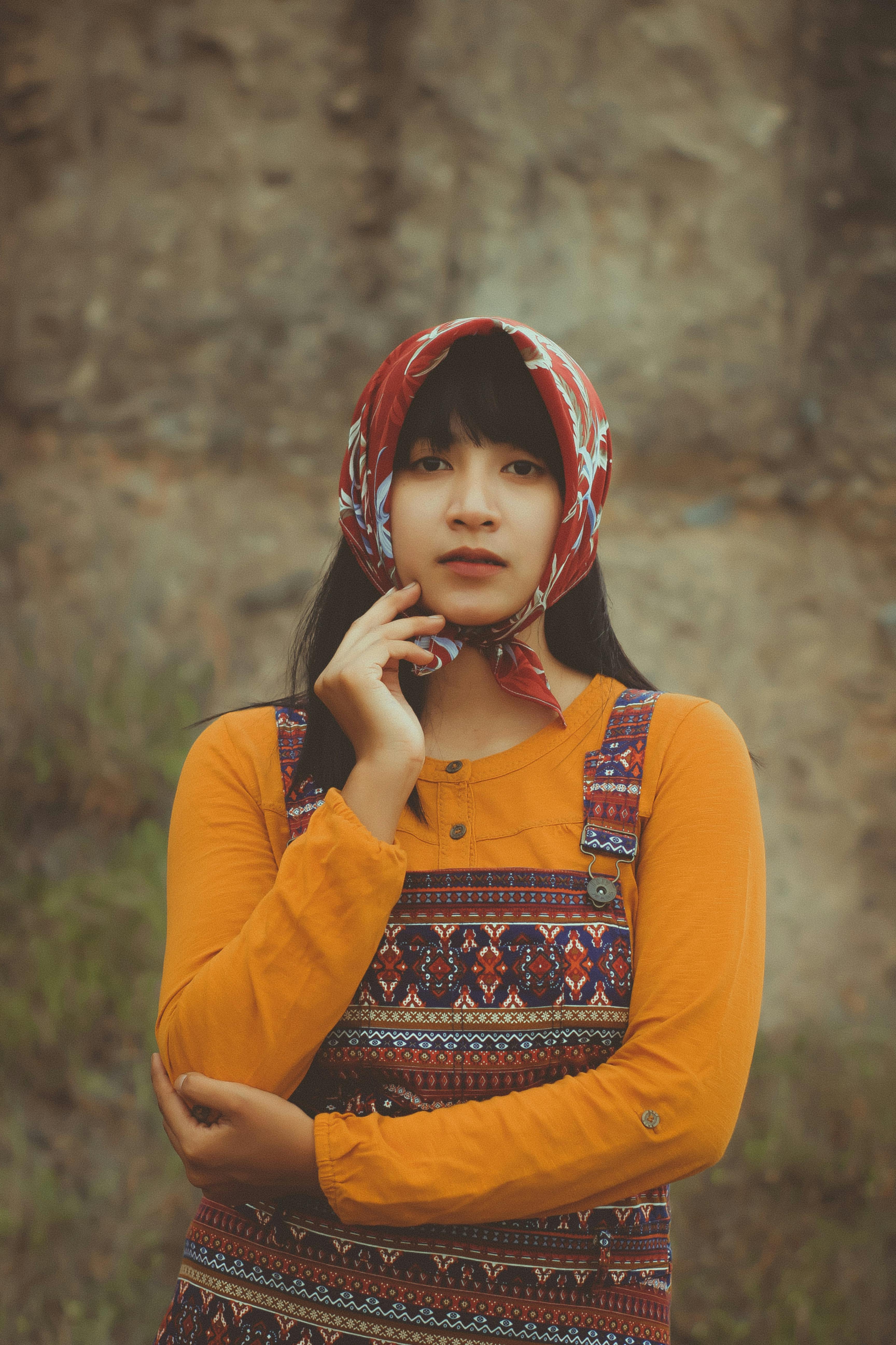 Photo Of Woman Wearing Red Headscarf · Free Stock Photo