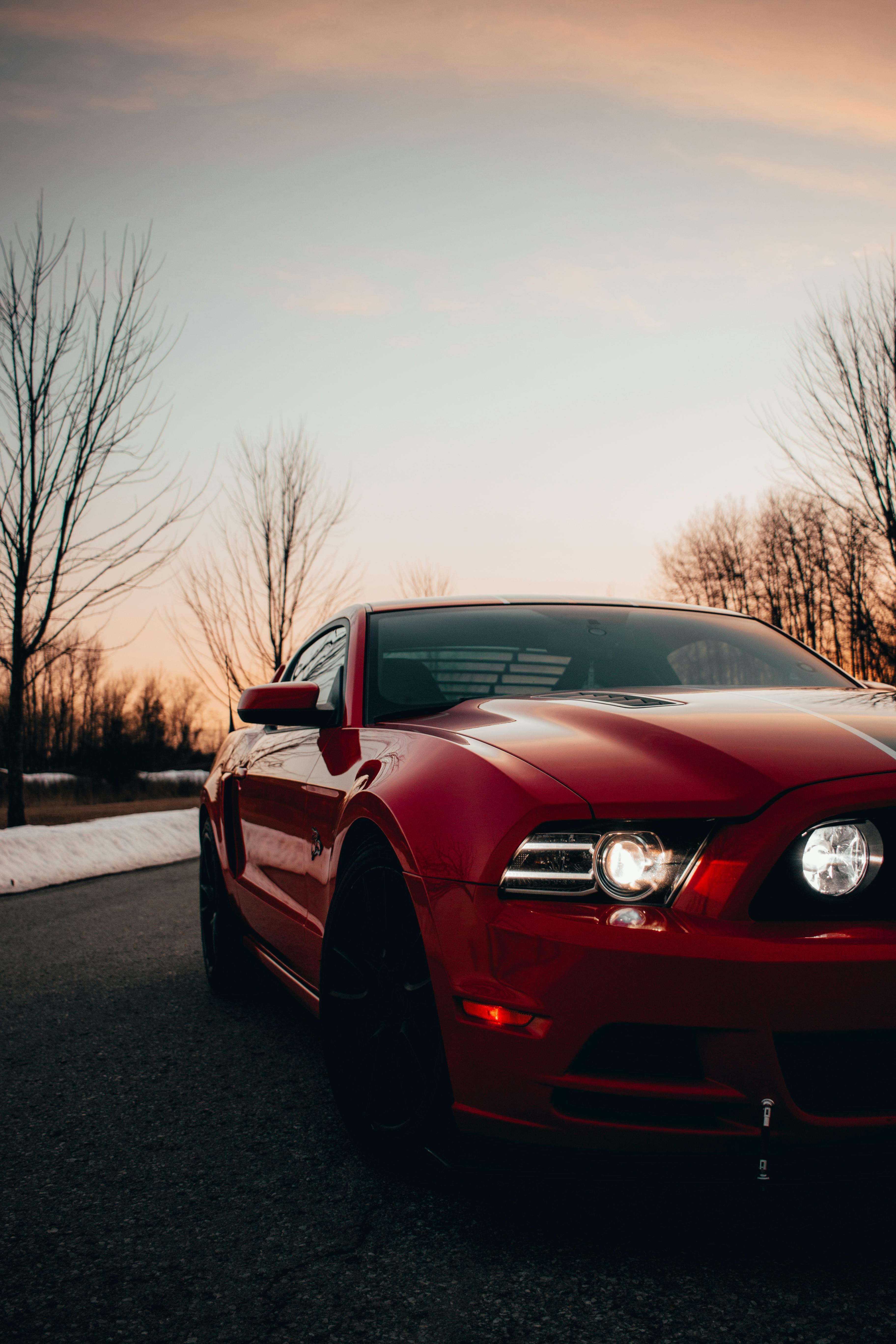 Red Mustang Car During Sunset · Free Stock Photo