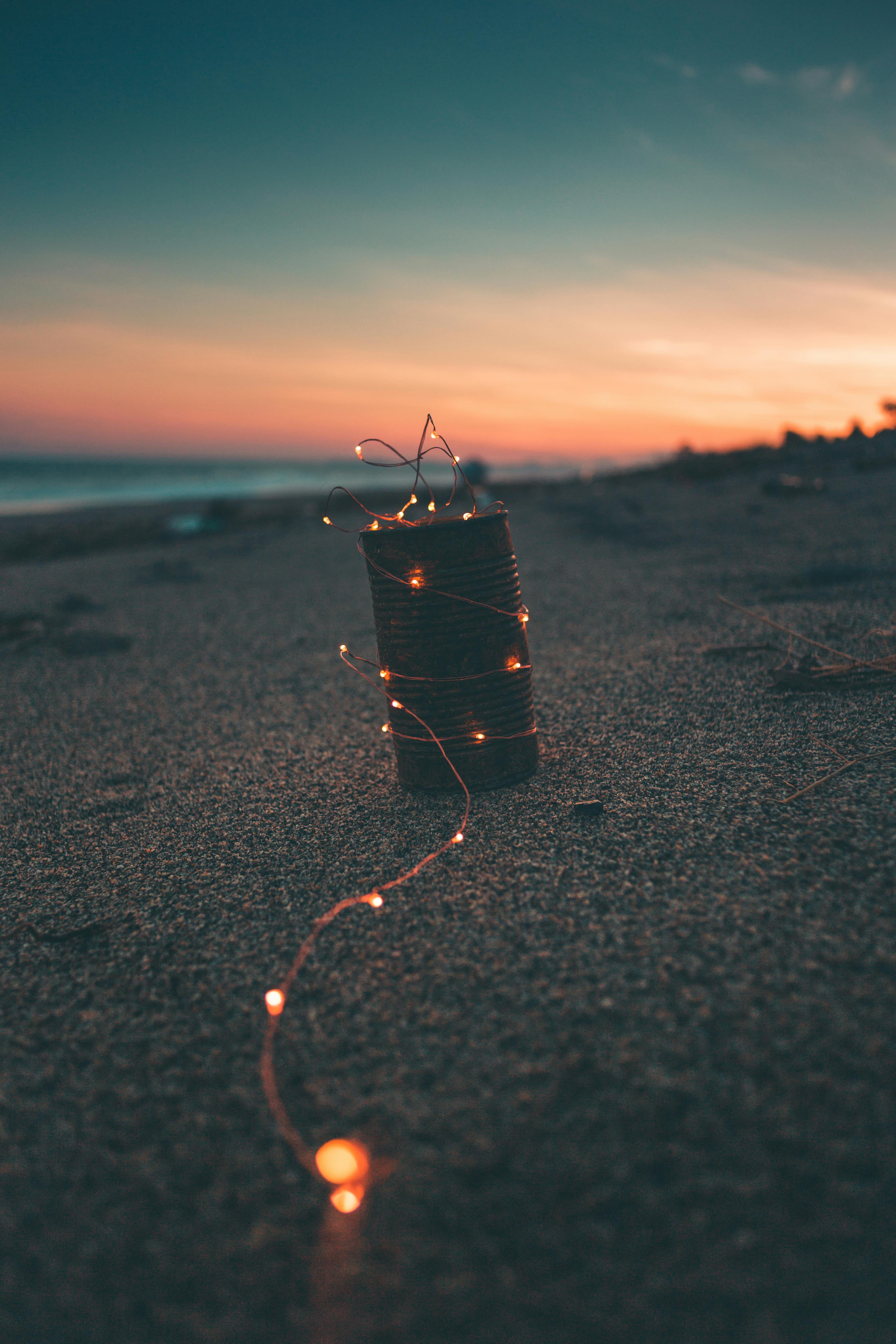 String Lights on a Tin Can · Free Stock Photo