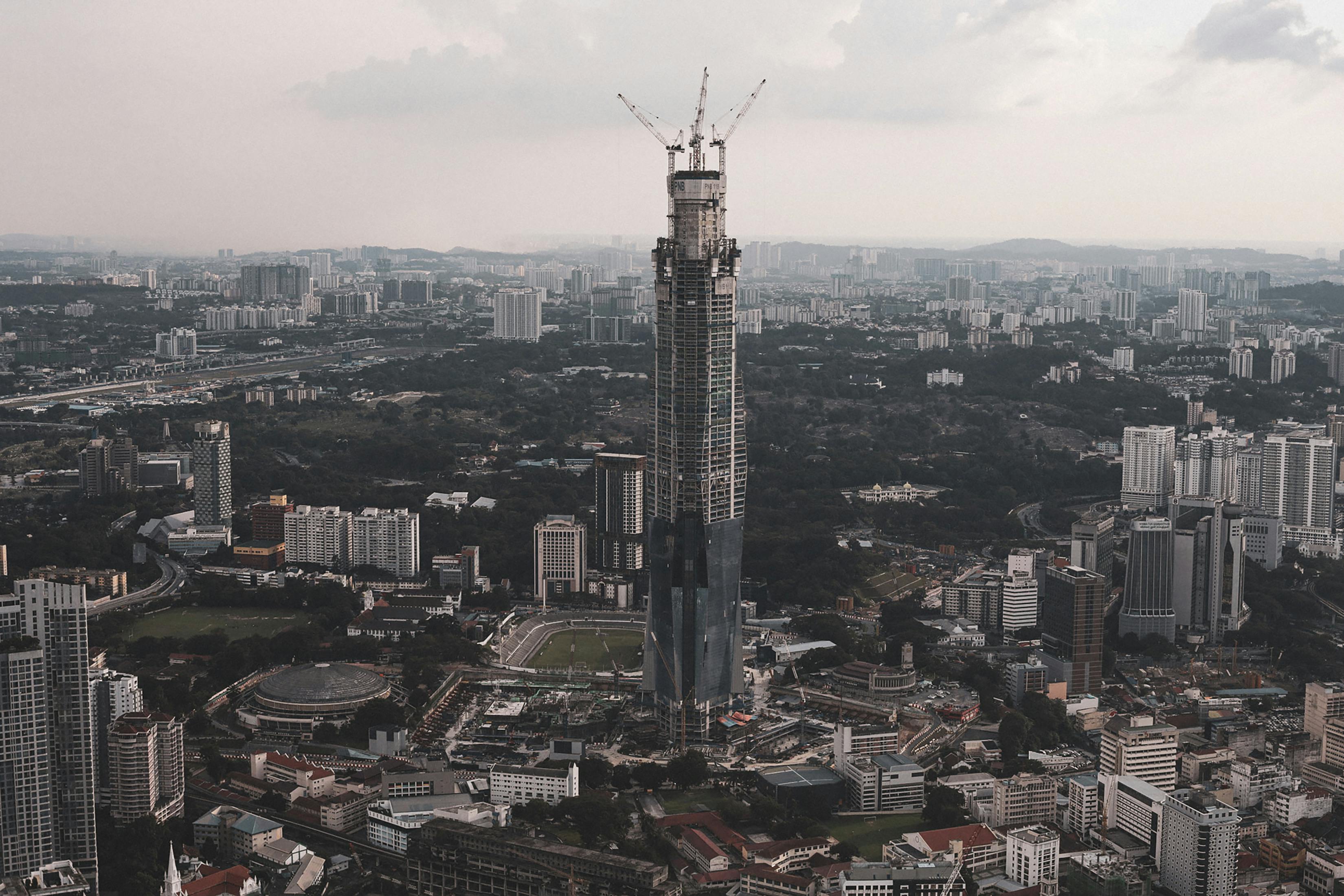 Aerial Footage of Construction of High Rise Building · Free Stock Photo