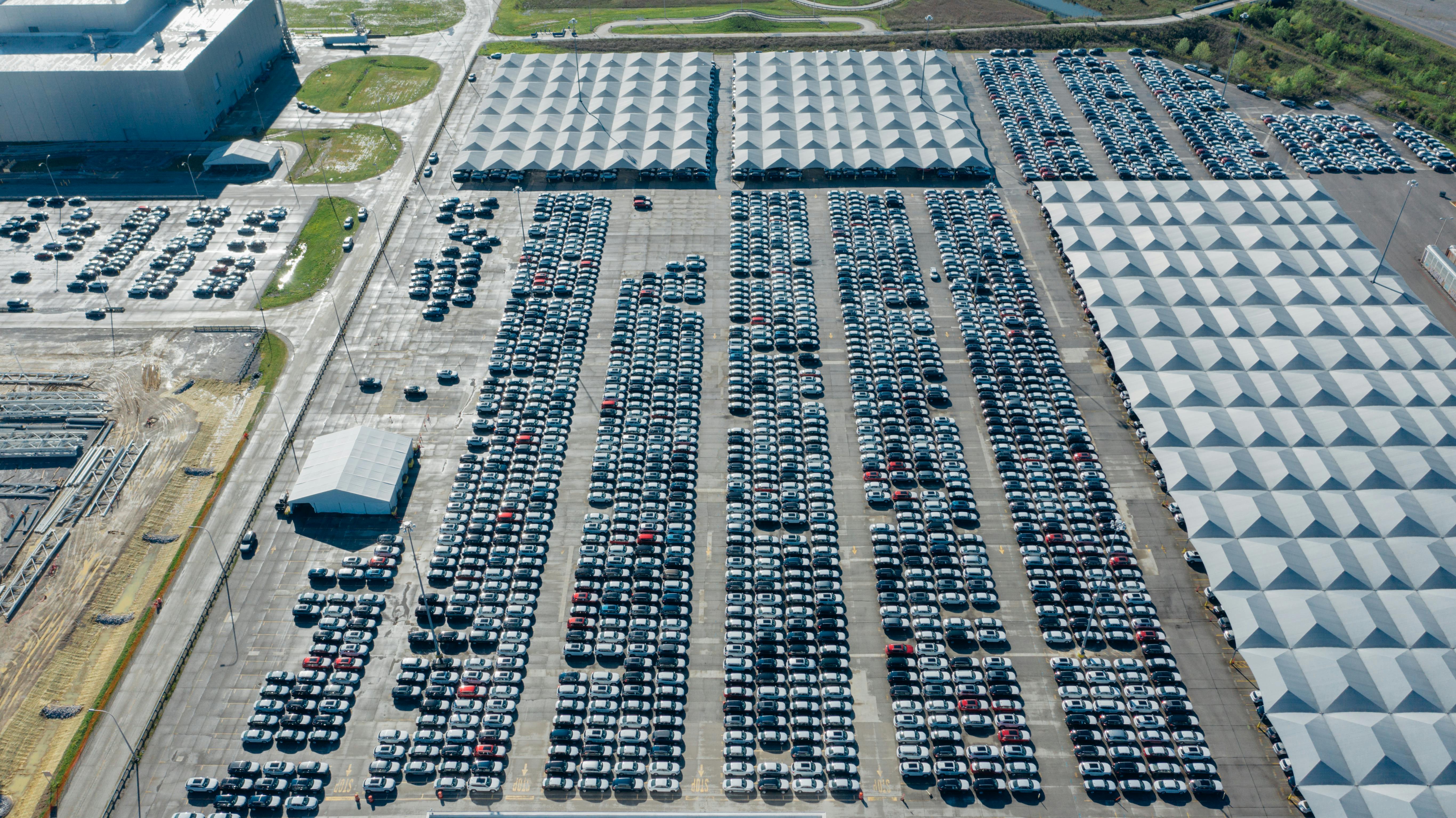 Aerial Photography of Cars Parked on Automobile Storage Facility · Free ...