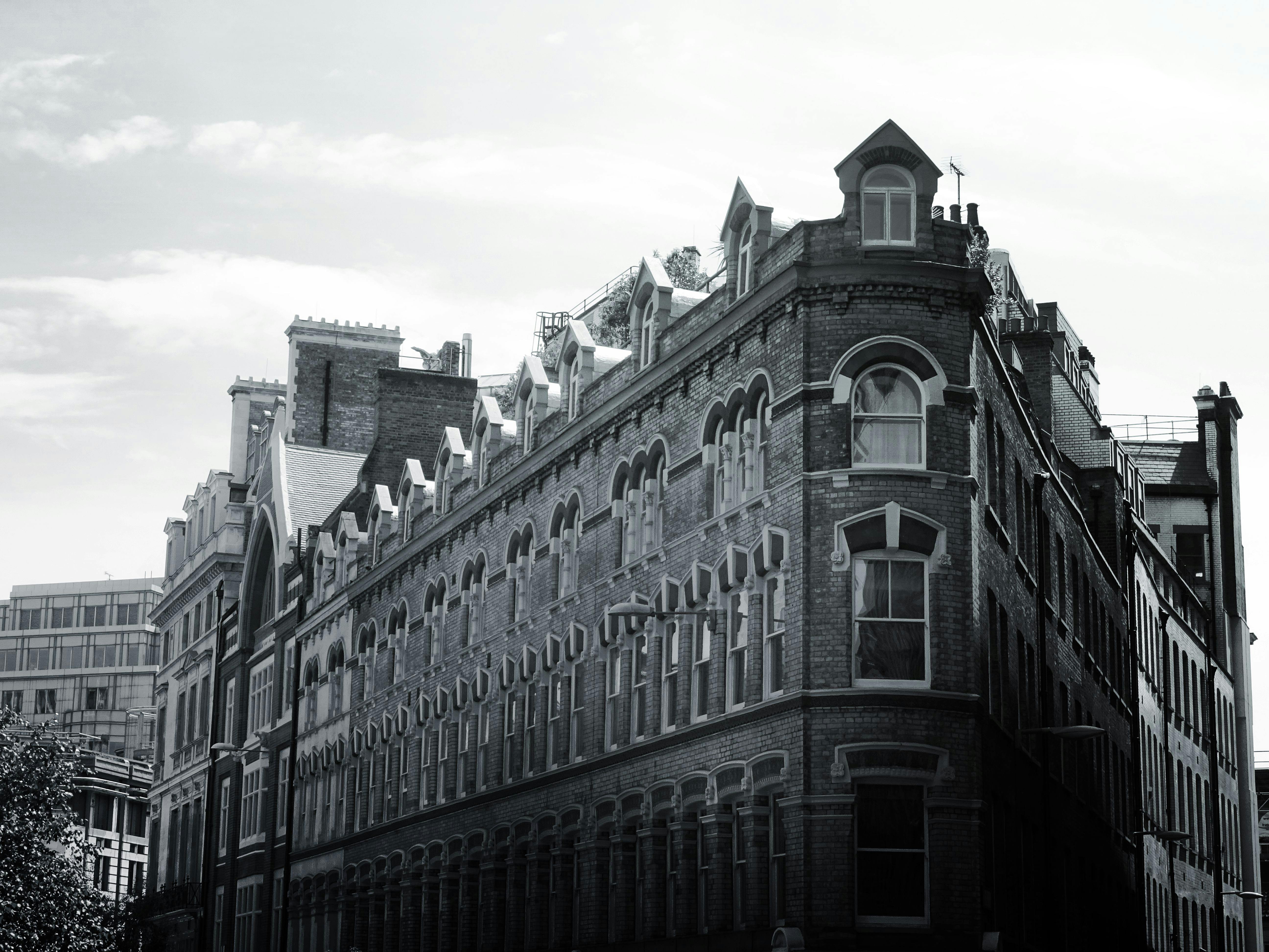 Grayscale Photo of Building · Free Stock Photo