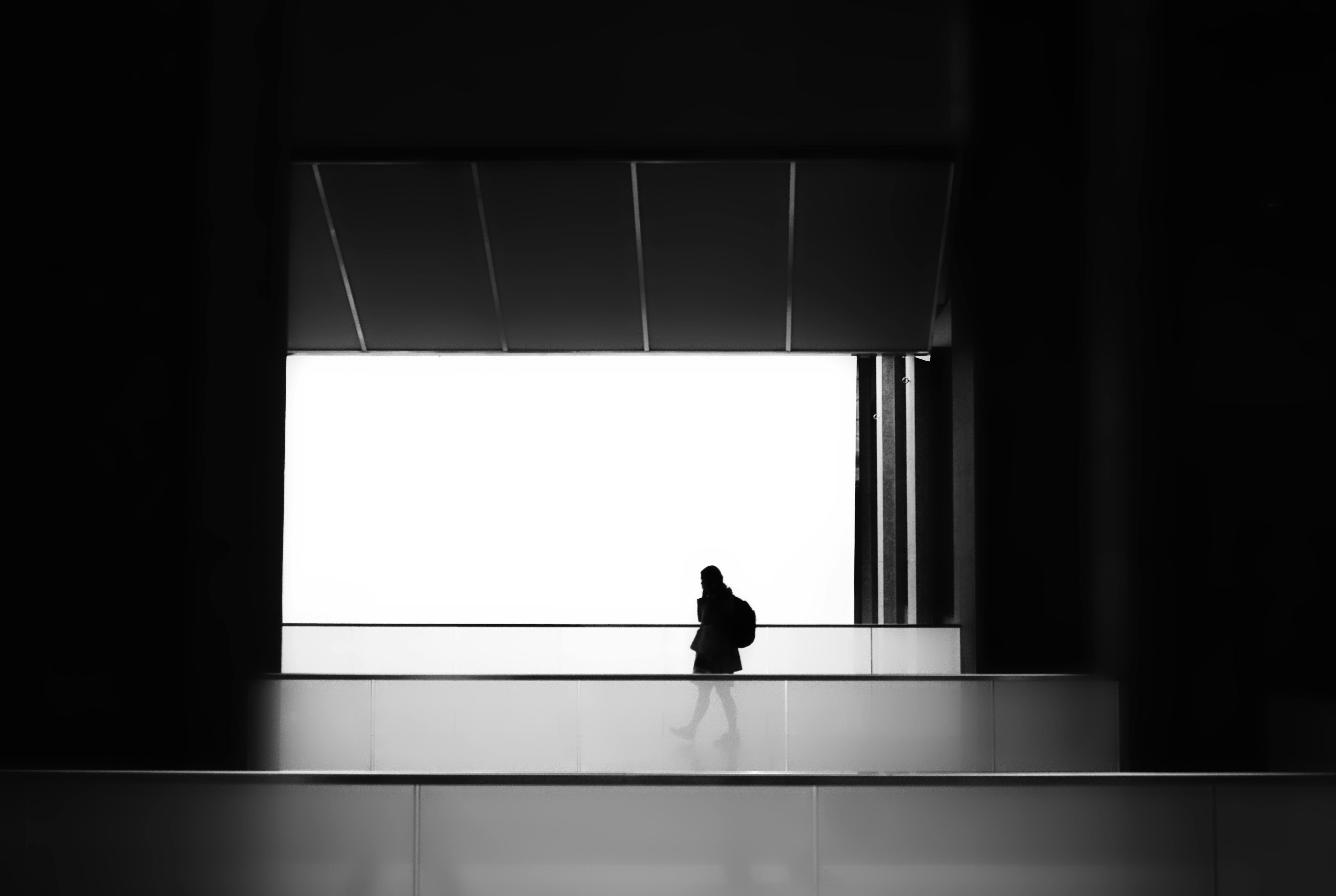 Greyscale Photography of Silhouette of People Inside Building · Free ...