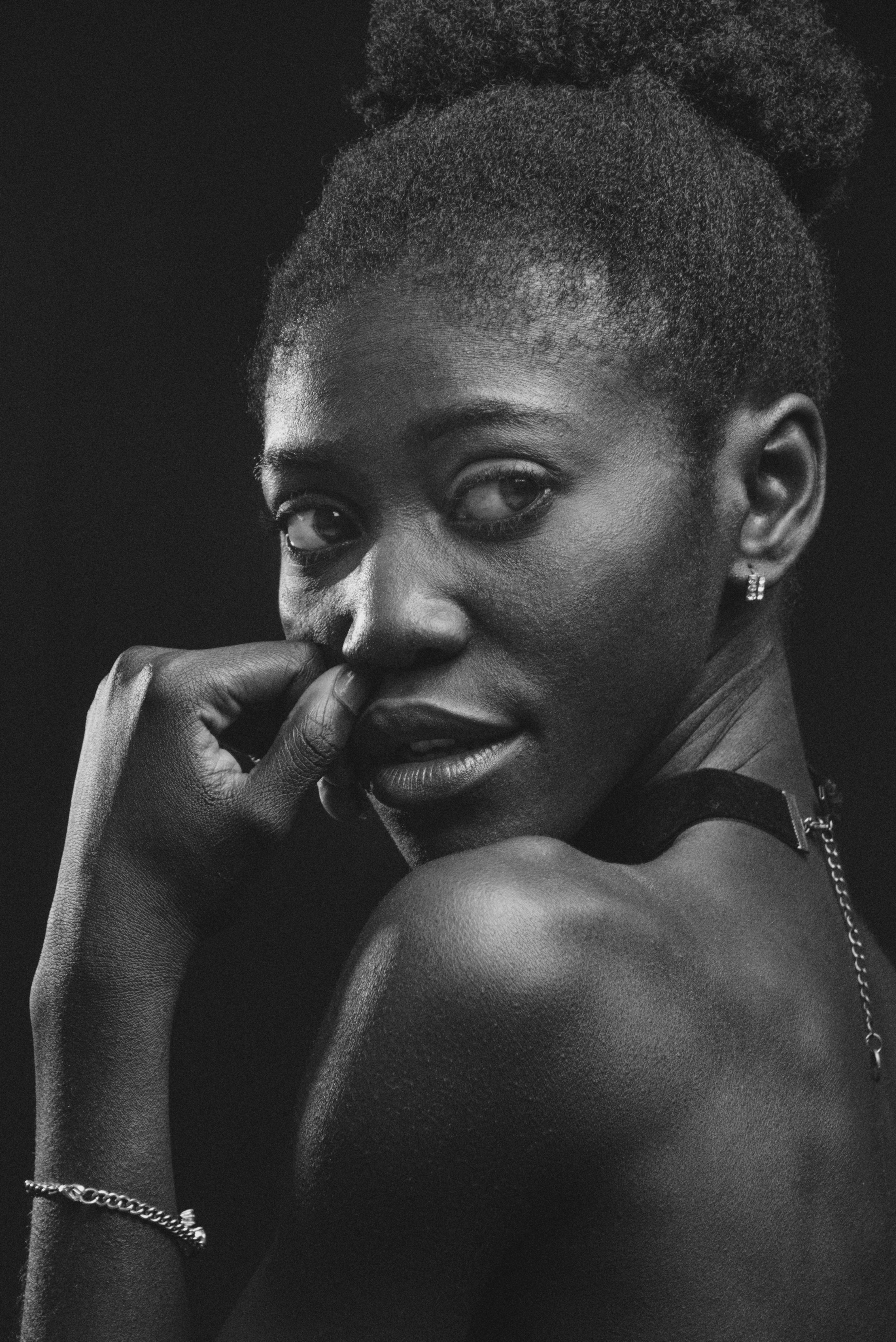 Monochrome Photo of Woman Looking Pensive · Free Stock Photo