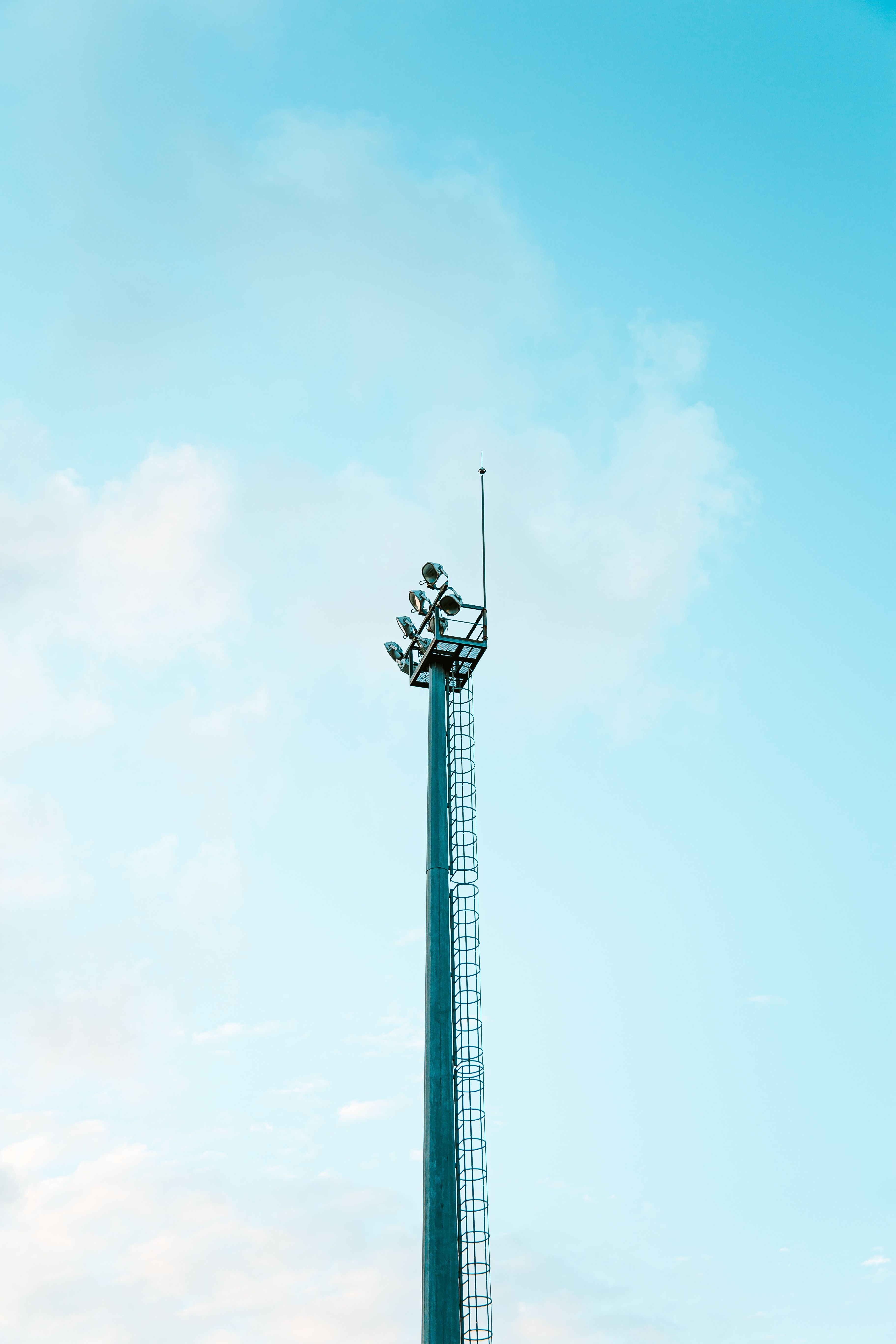 Street light pole with green shrub · Free Stock Photo