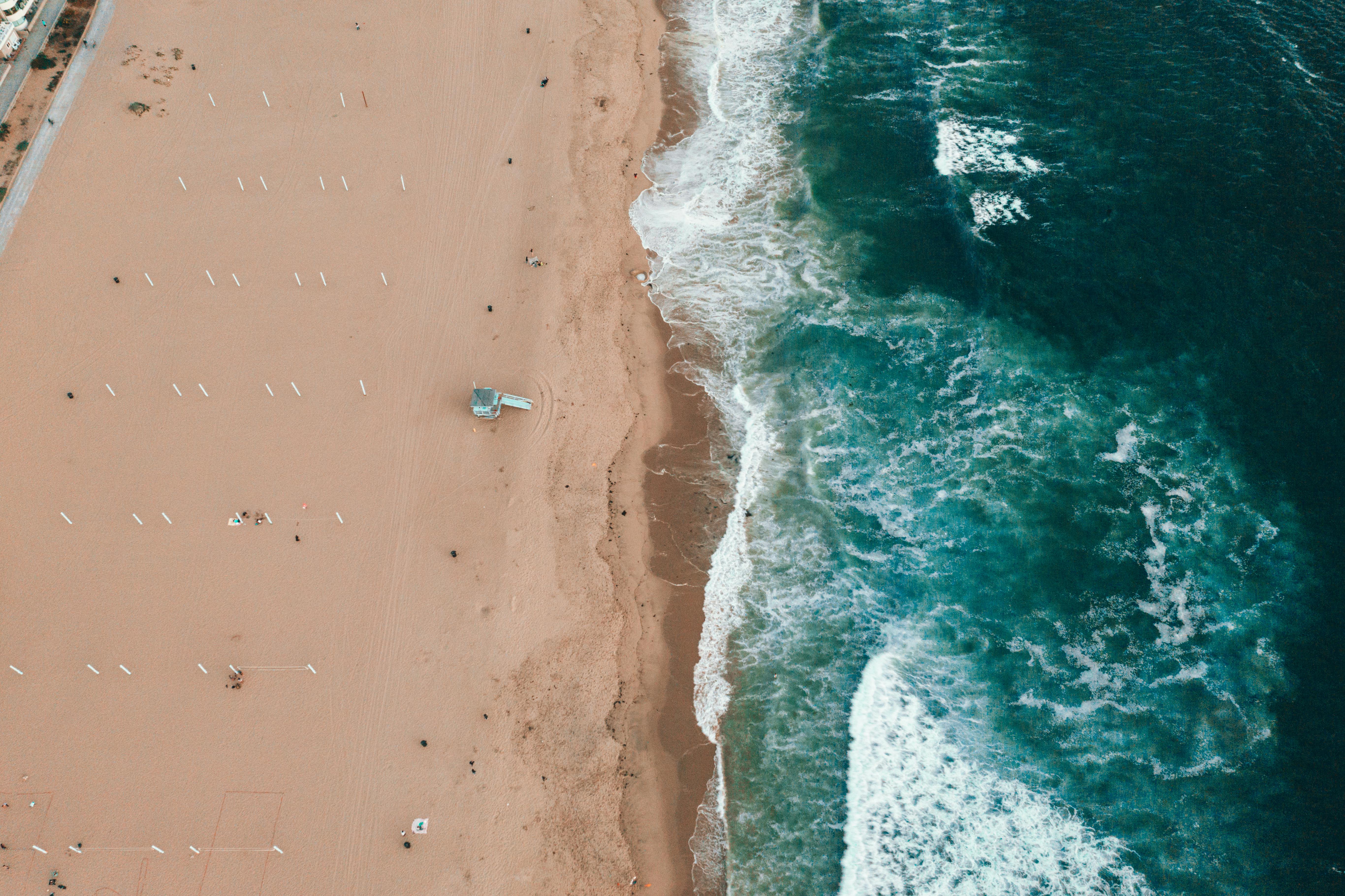 Powerful ocean waving near sandy shore · Free Stock Photo