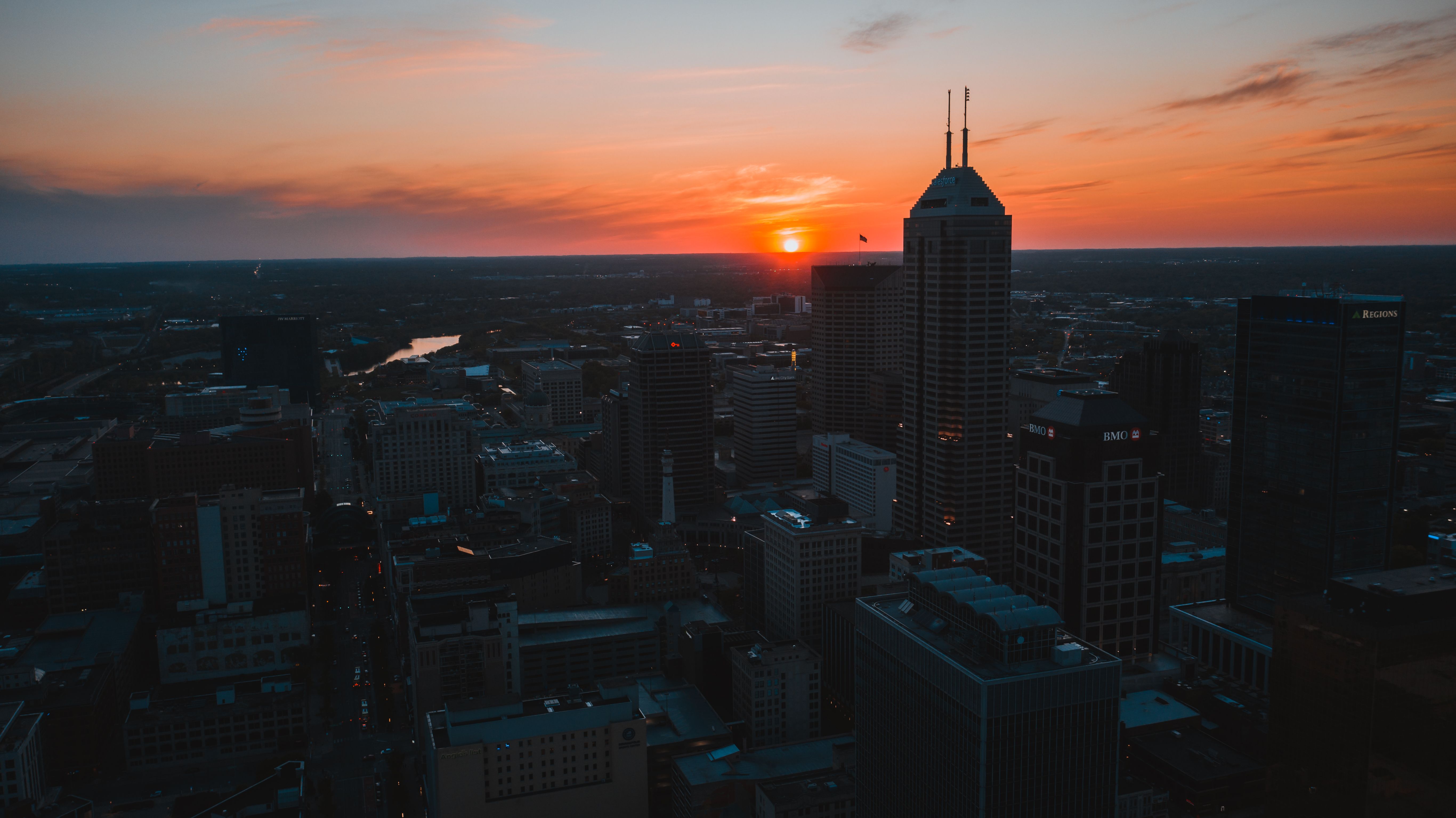 Aerial View of City Buildings Near Body of Water · Free Stock Photo