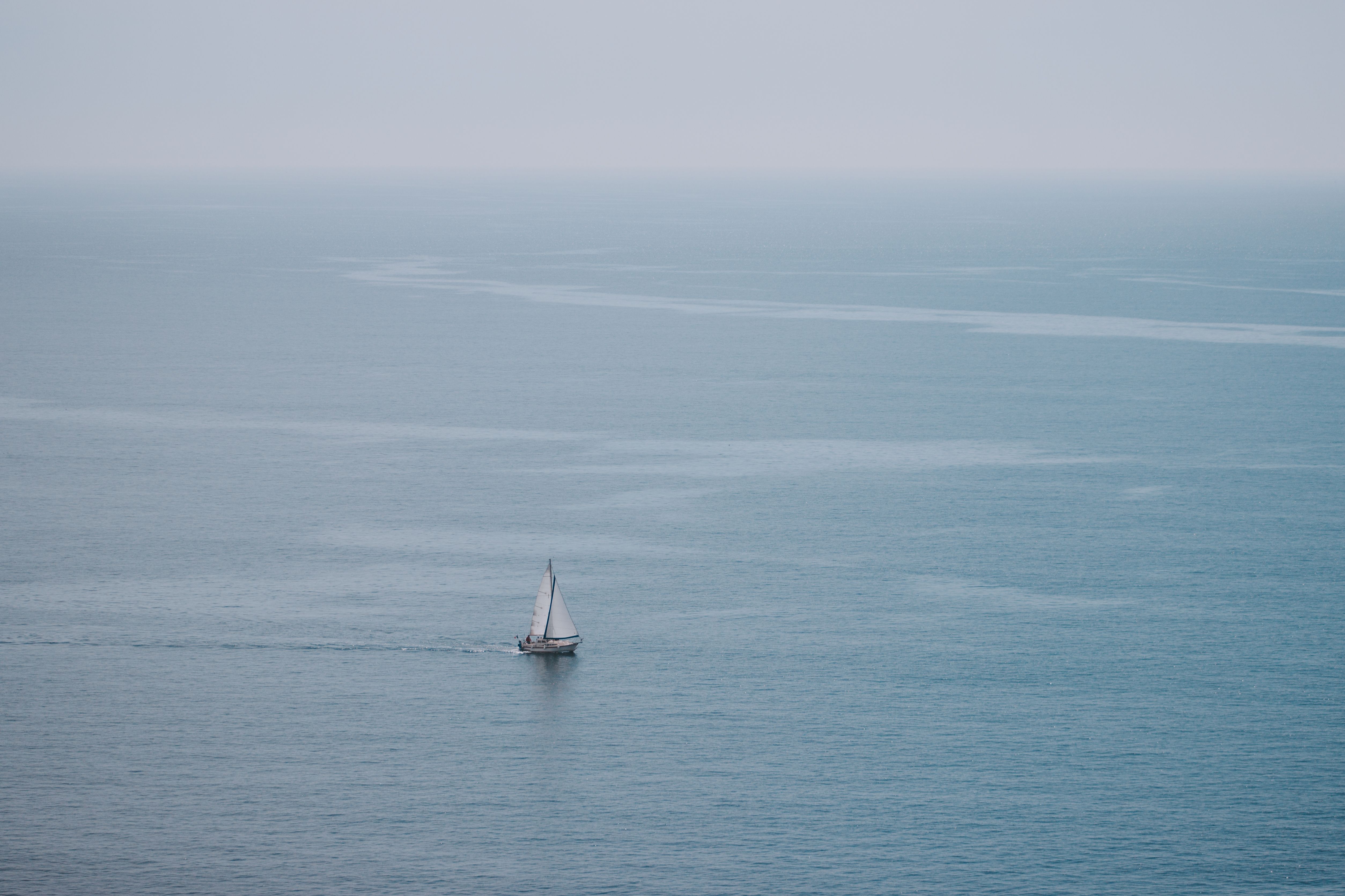 Gray Seascape with a Ferry · Free Stock Photo