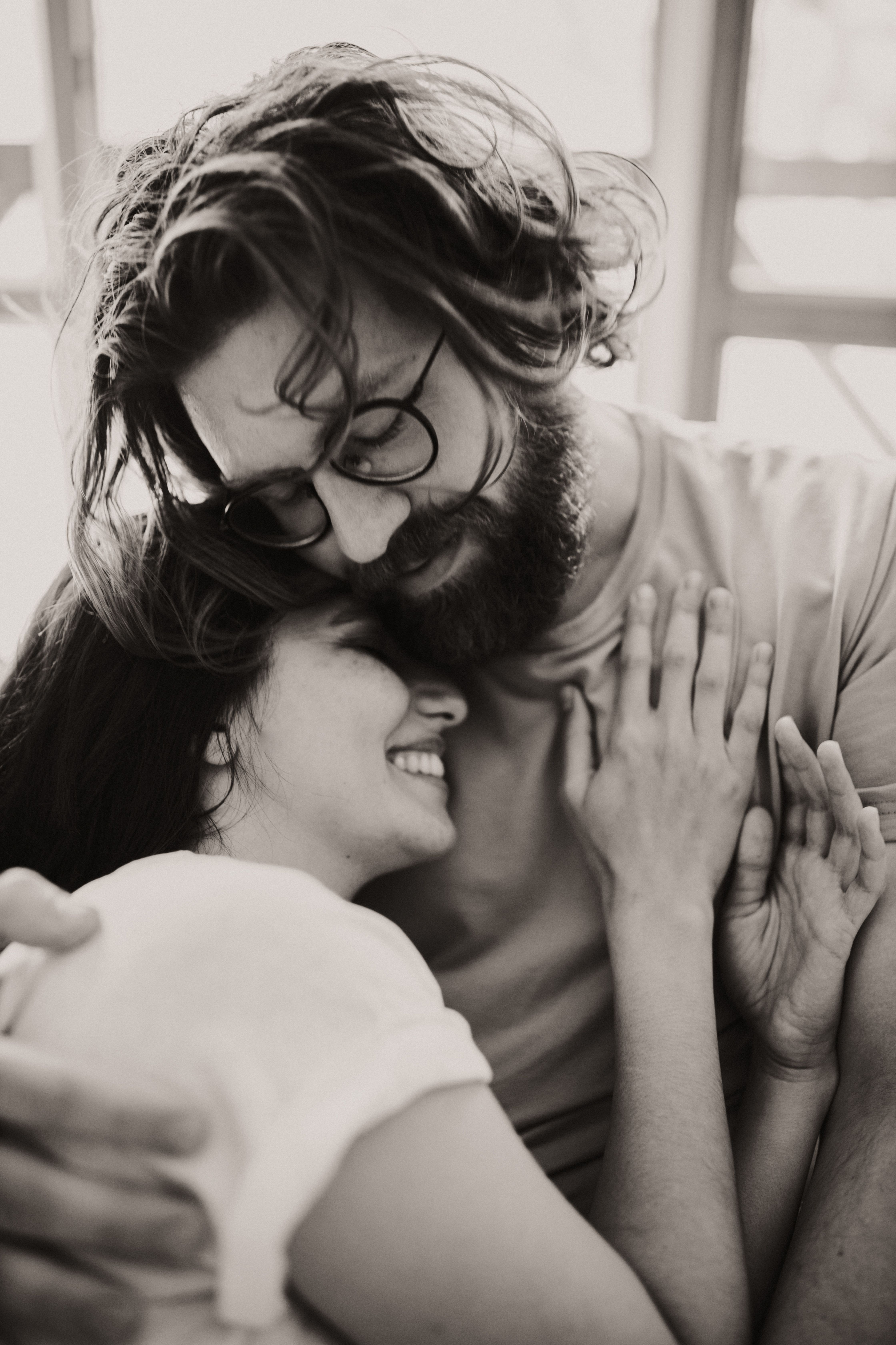 Grayscale Photo of a Couple Hugging · Free Stock Photo