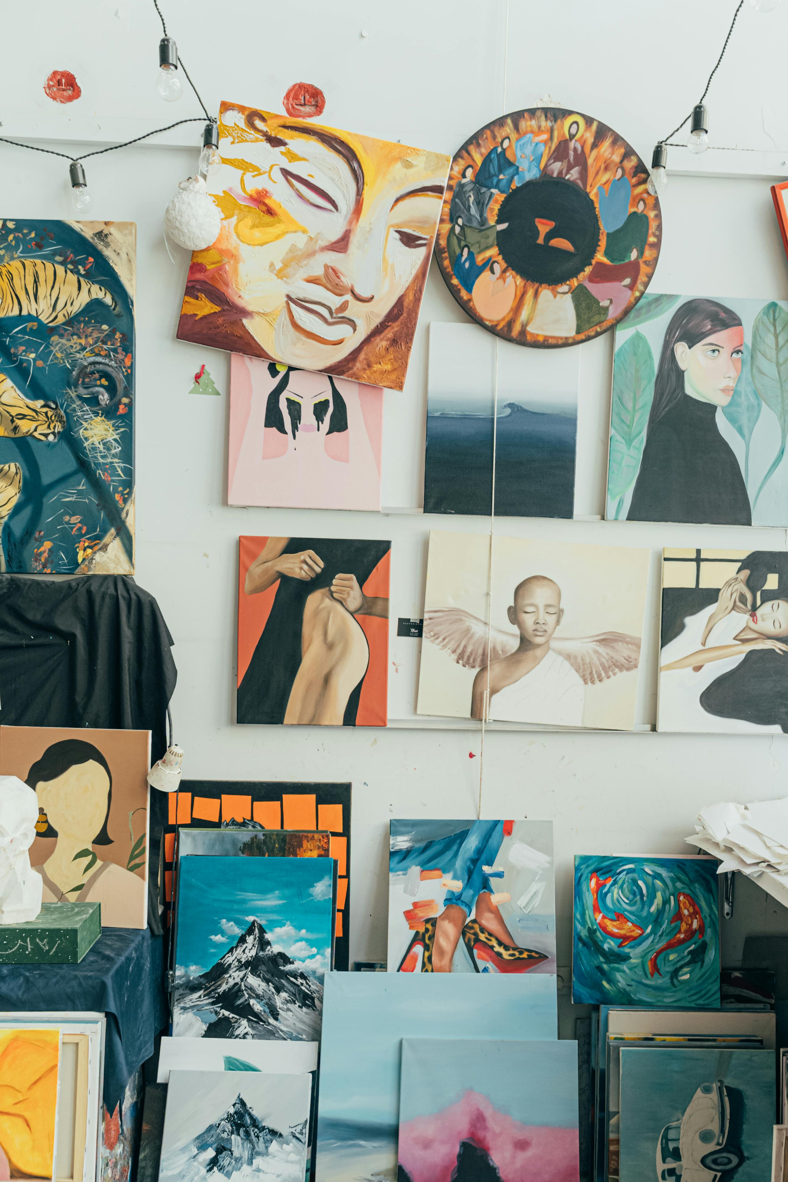 Paintings on a White Wall · Free Stock Photo