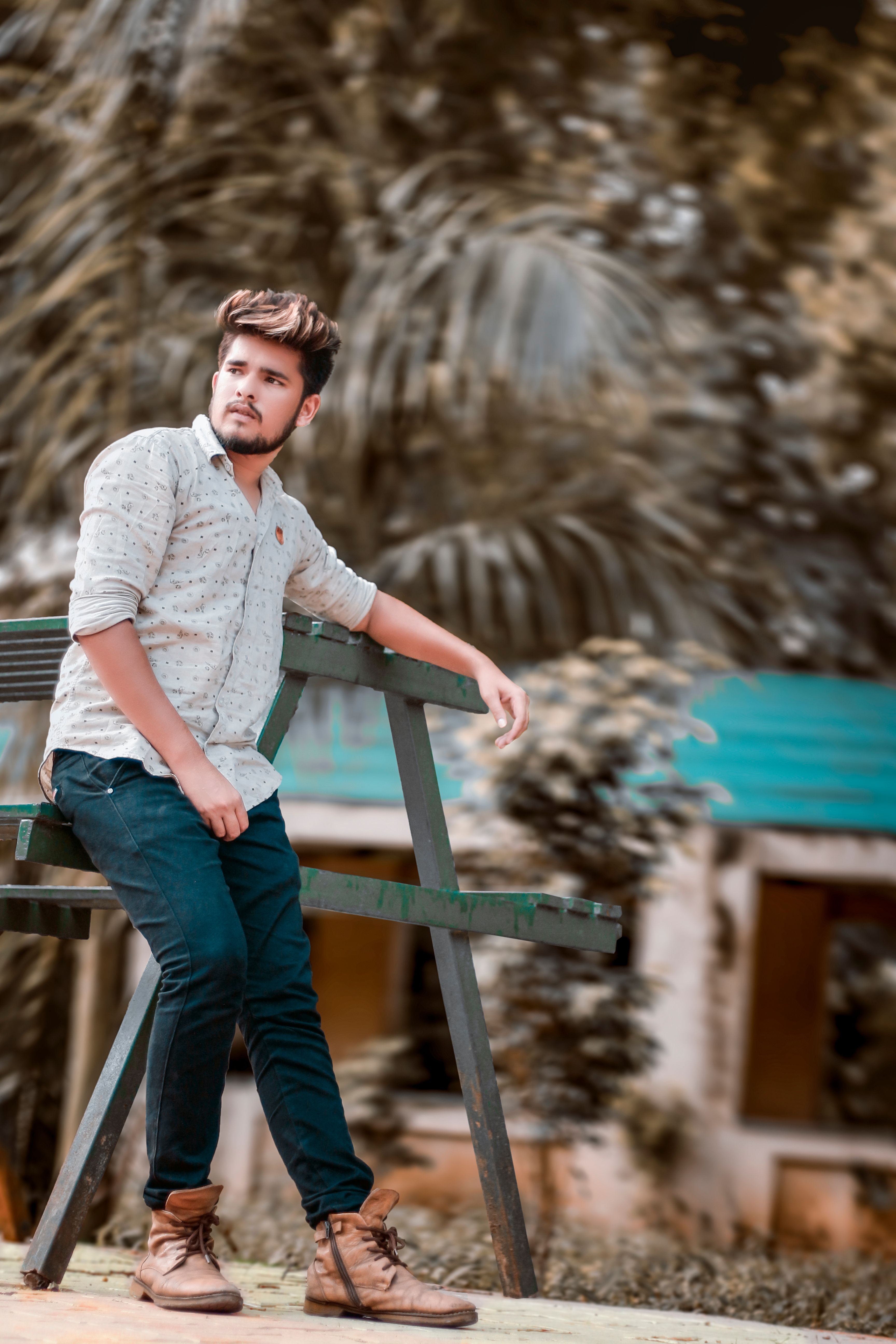 A Man Leaning on the Bench · Free Stock Photo