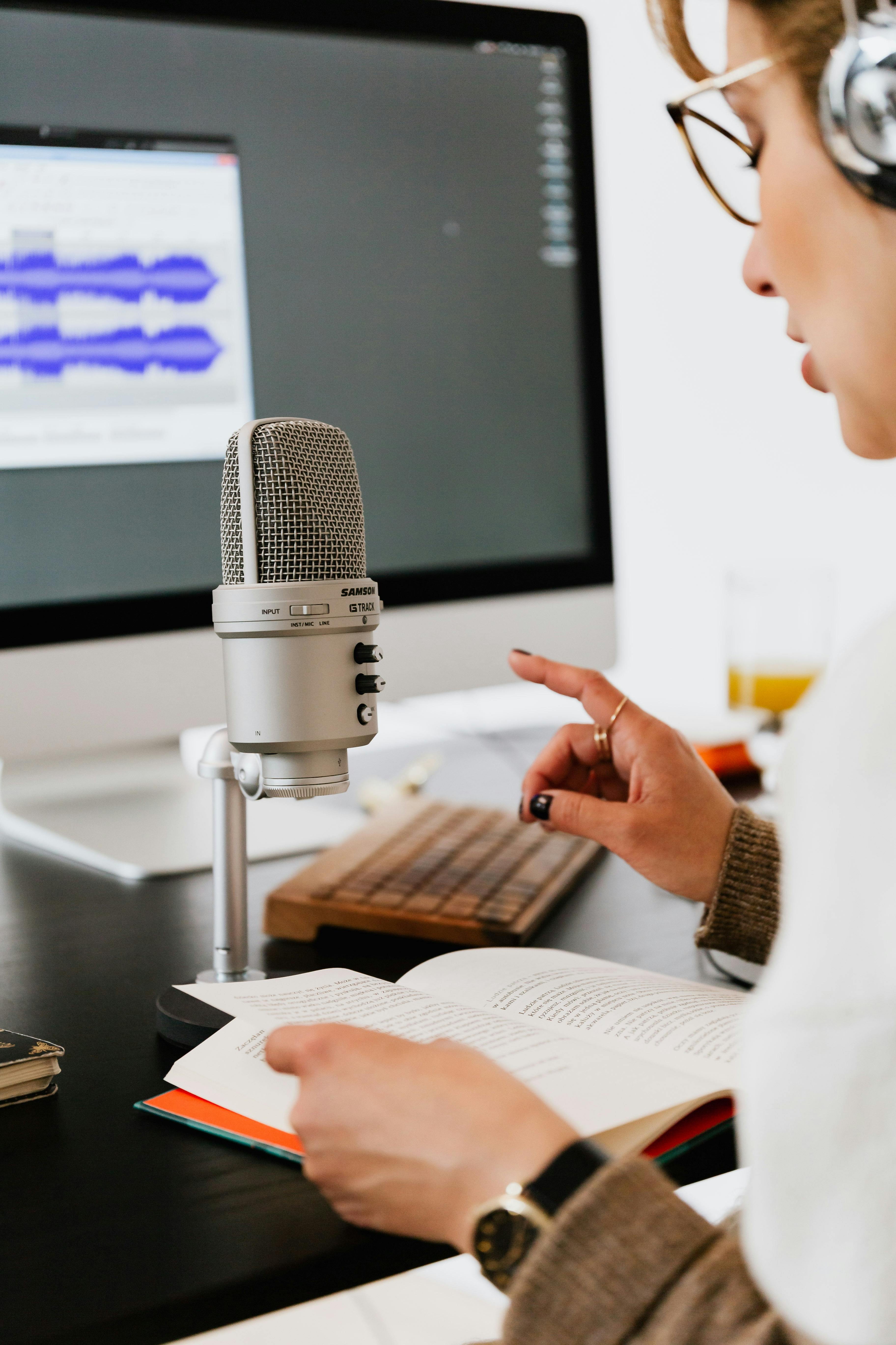 Speaking Into Microphone While Recording Podcast Photos, Download The ...