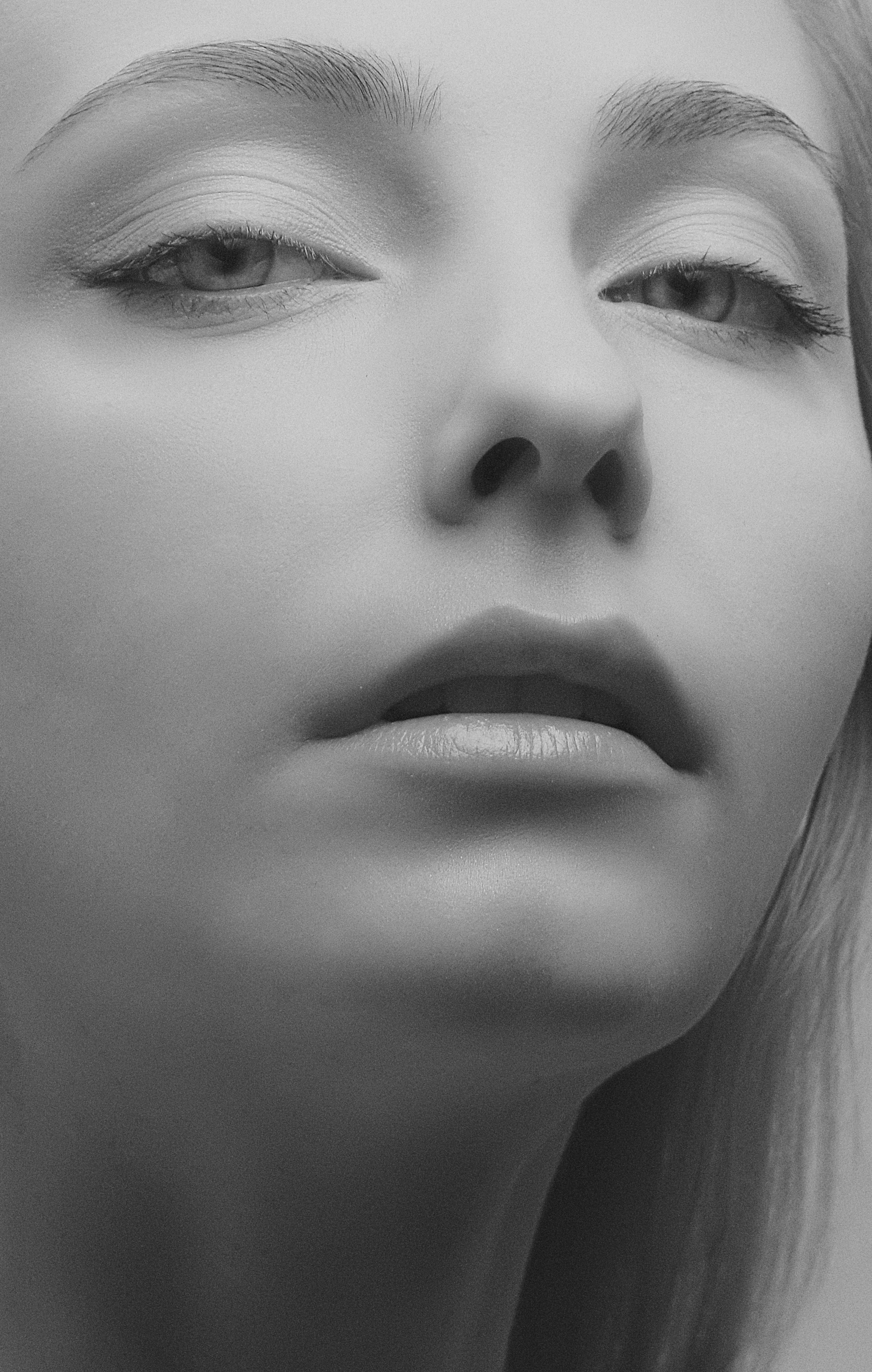 Grayscale Photo of Woman's Face · Free Stock Photo