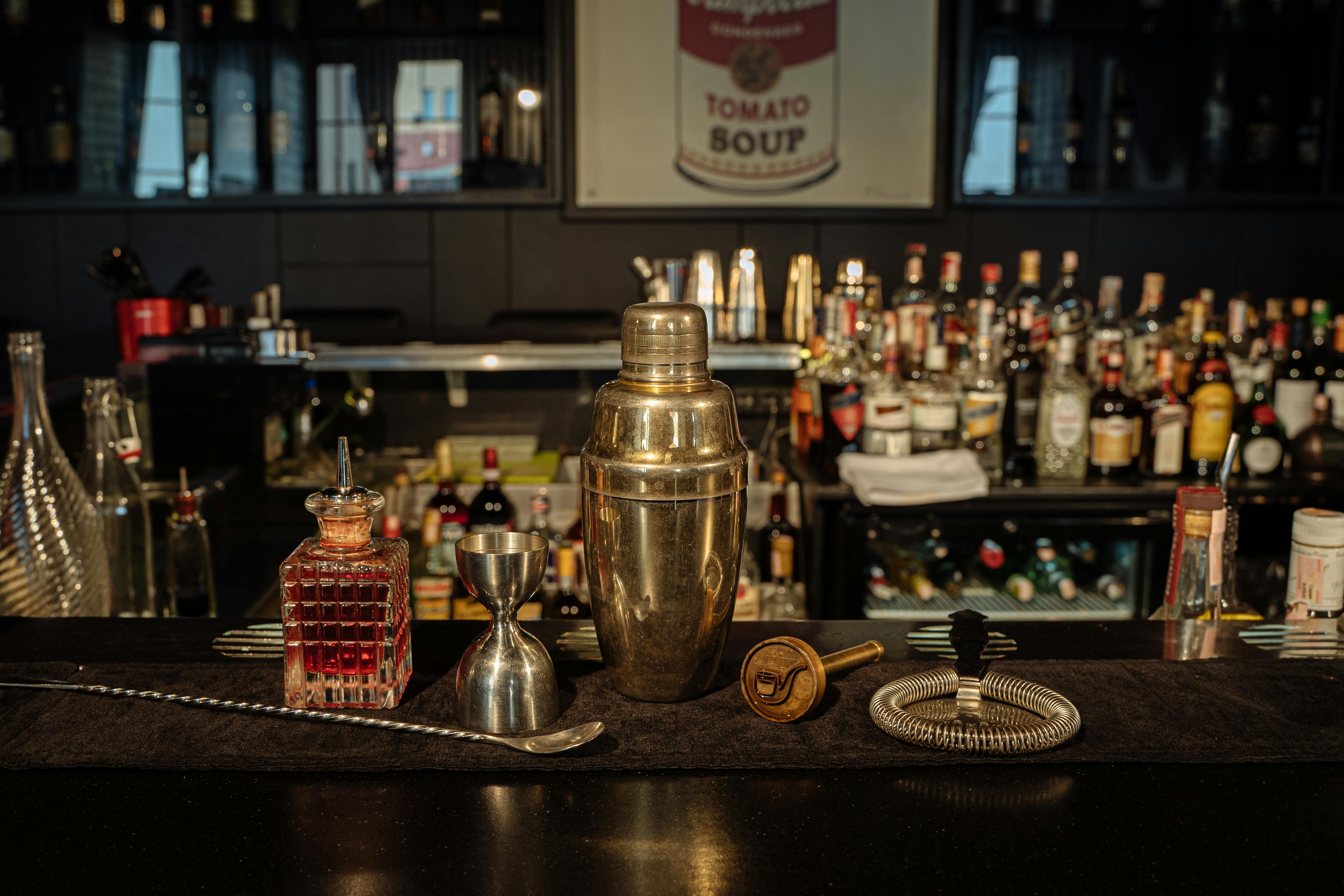 Stainless Steel Shaker on the Bar Counter · Free Stock Photo