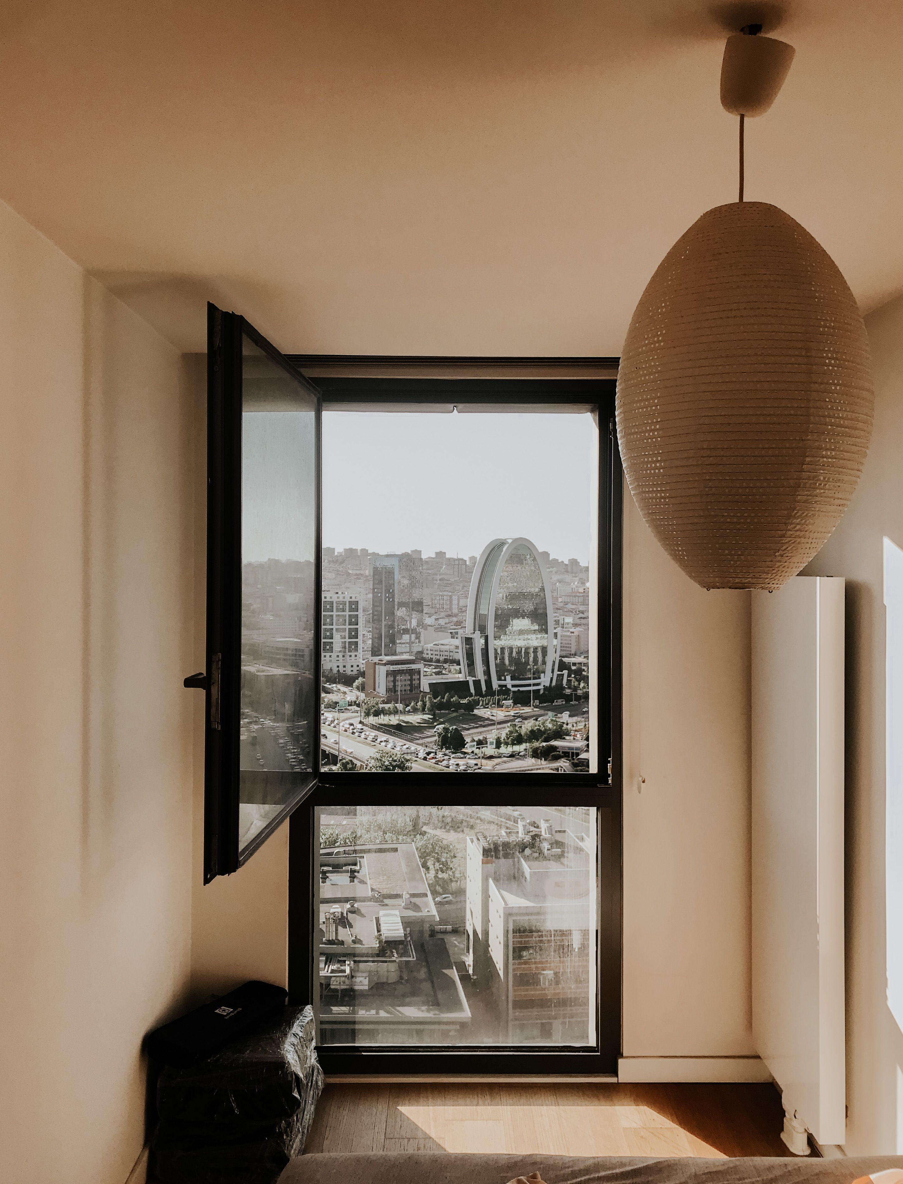 Stylish ceiling lamp in modern minimalist apartment · Free Stock Photo