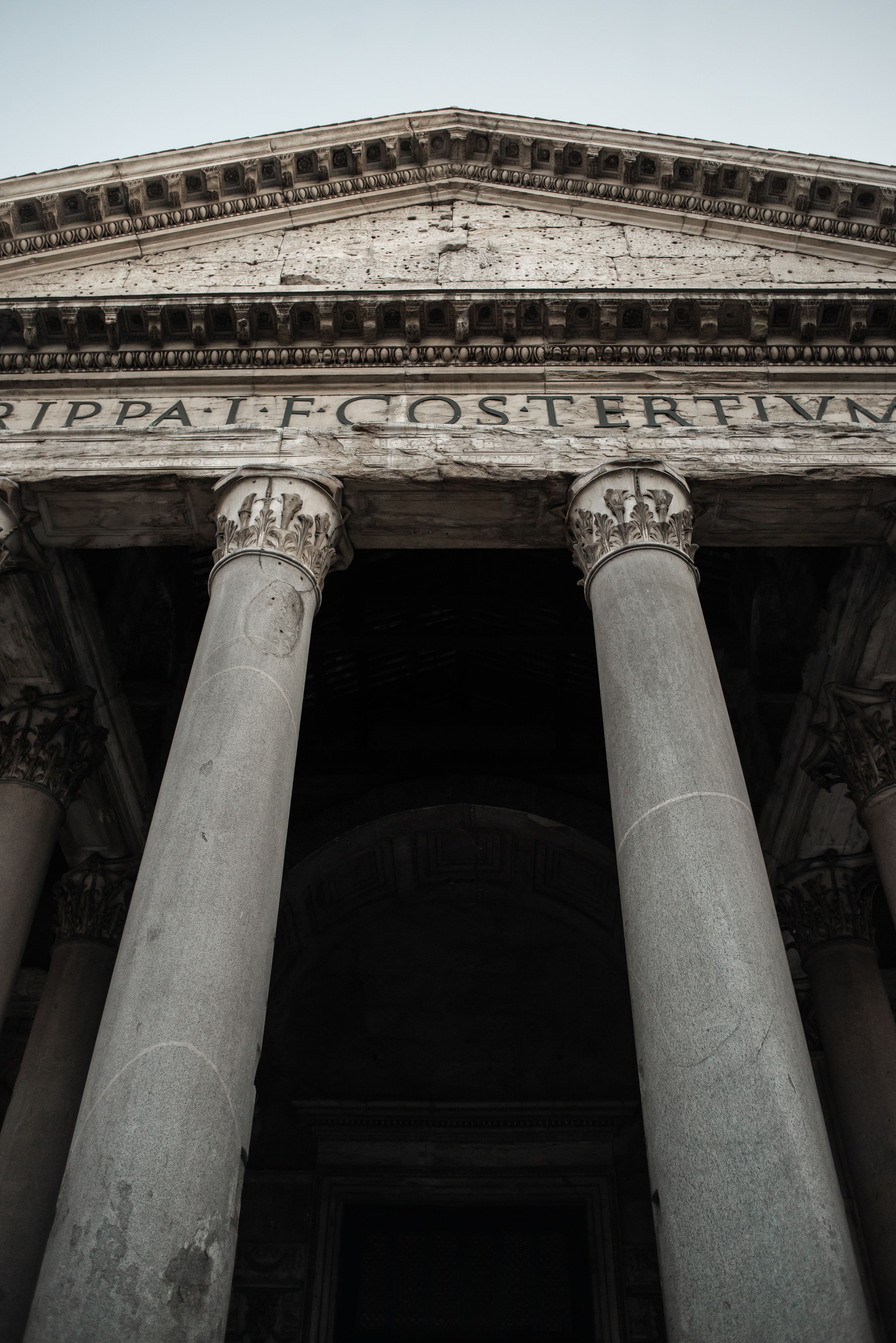 Stone portico of magnificent Pantheon in Rome · Free Stock Photo