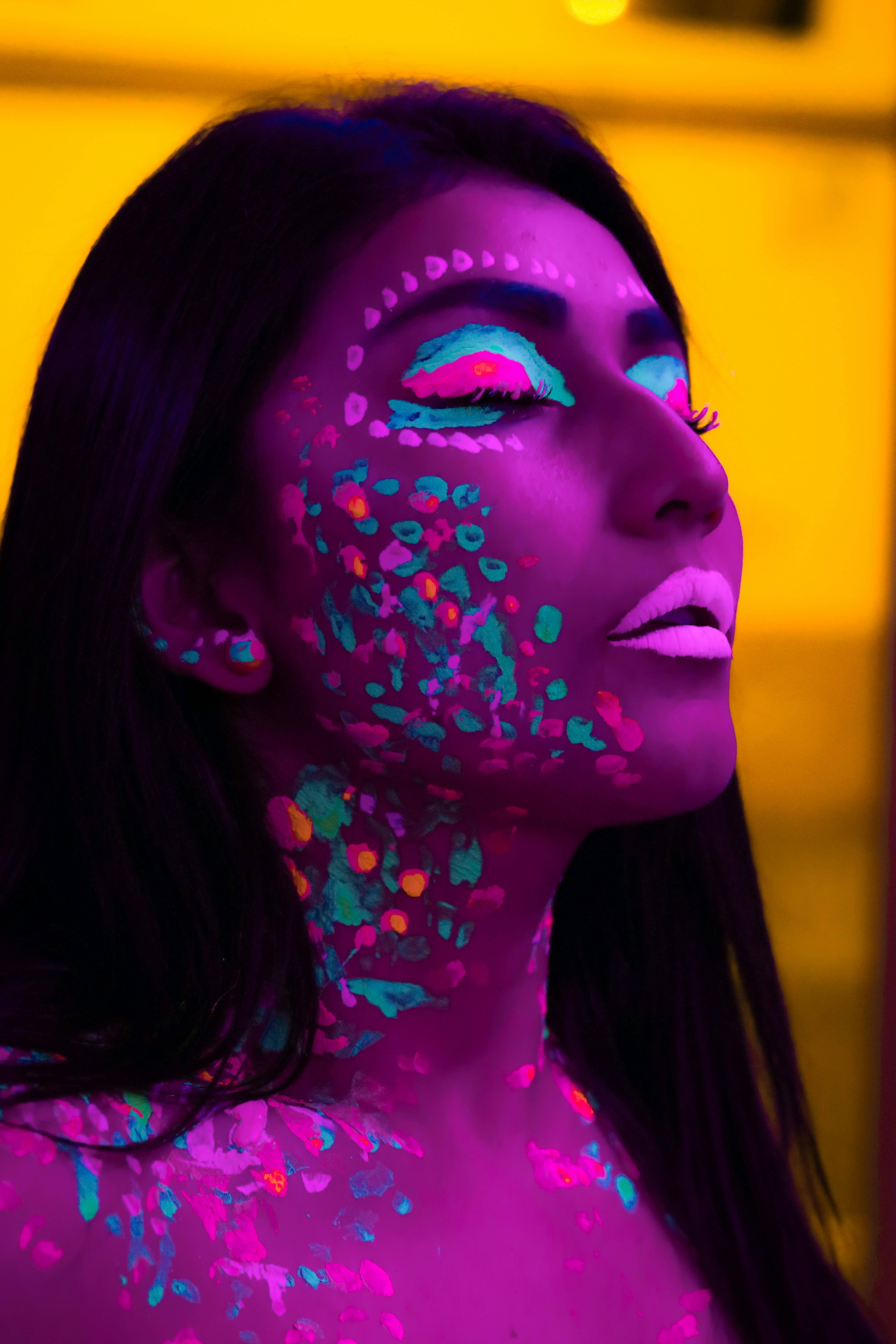 Woman with Neon Makeup · Free Stock Photo