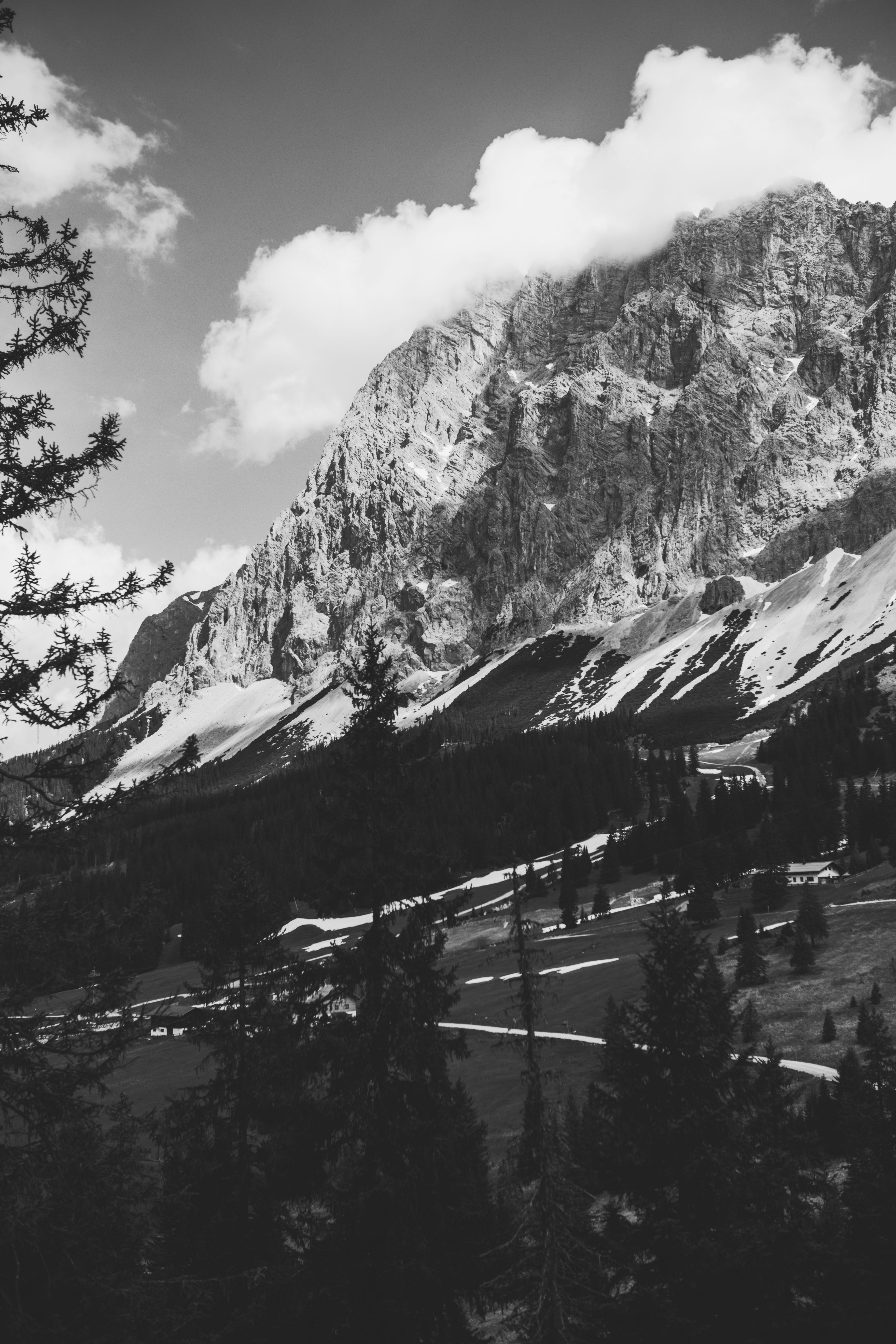 Grayscale Photo of Mountain Range · Free Stock Photo
