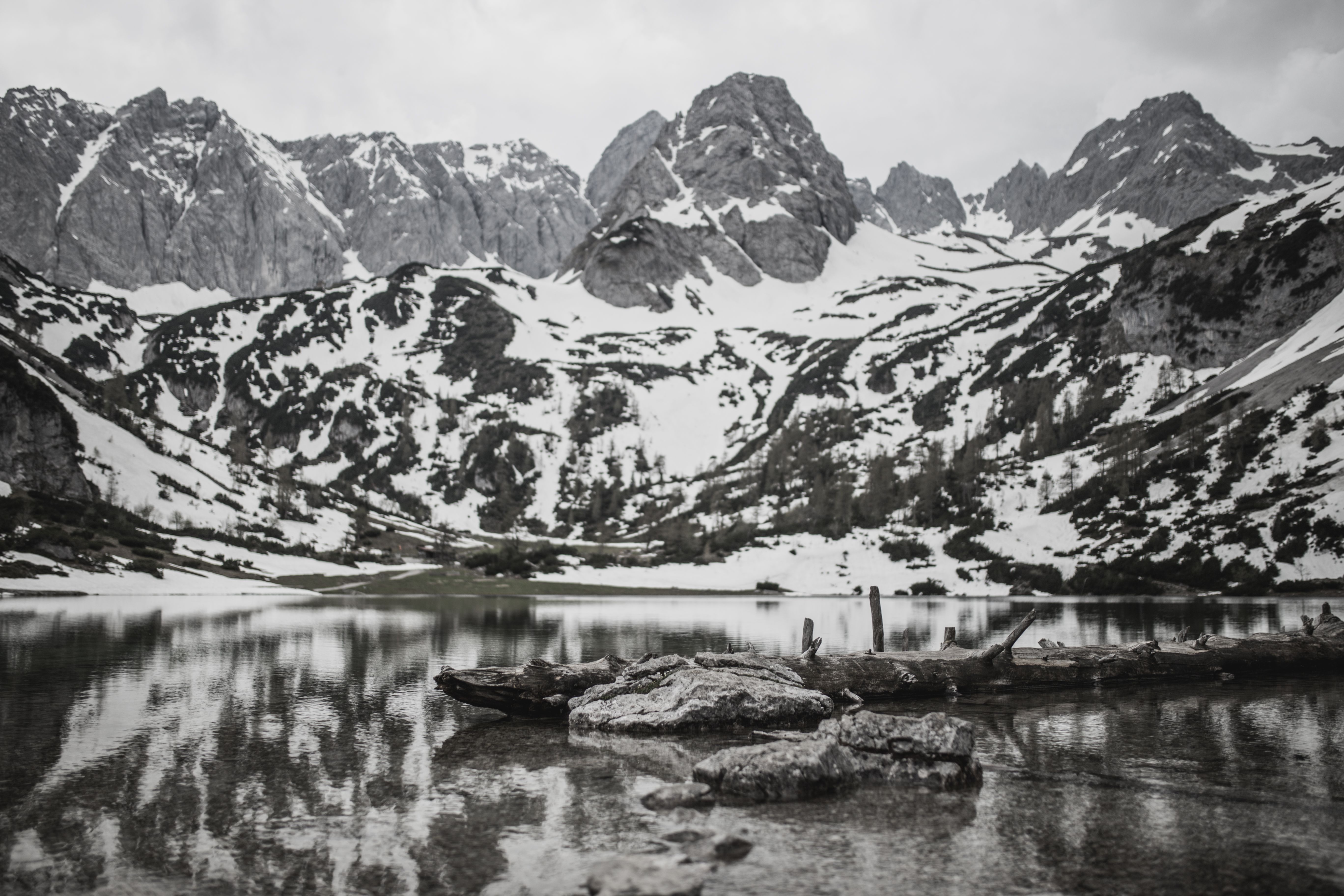 Grayscale Photography Of Mountains · Free Stock Photo