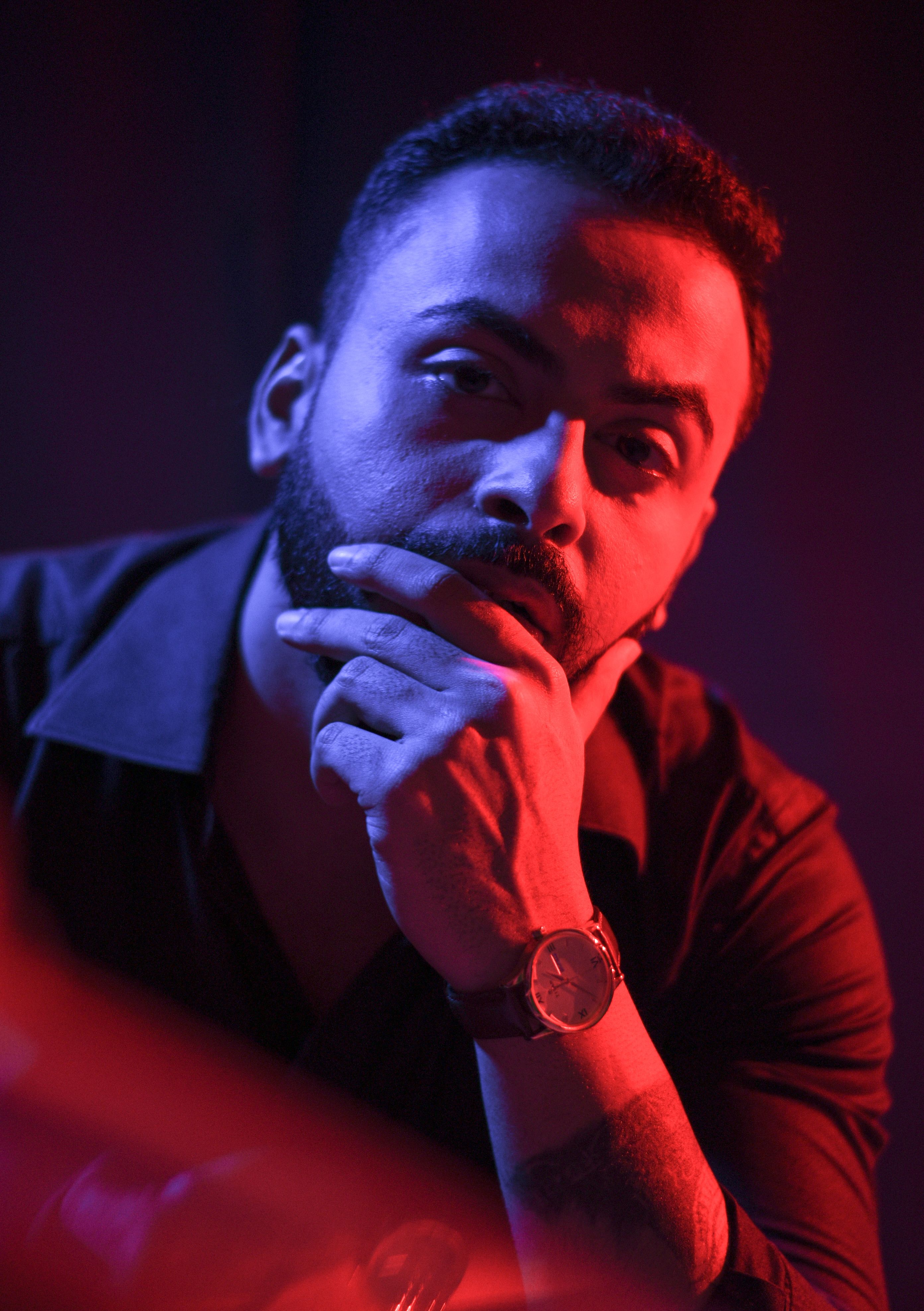 Portrait of Man under Blue Light · Free Stock Photo