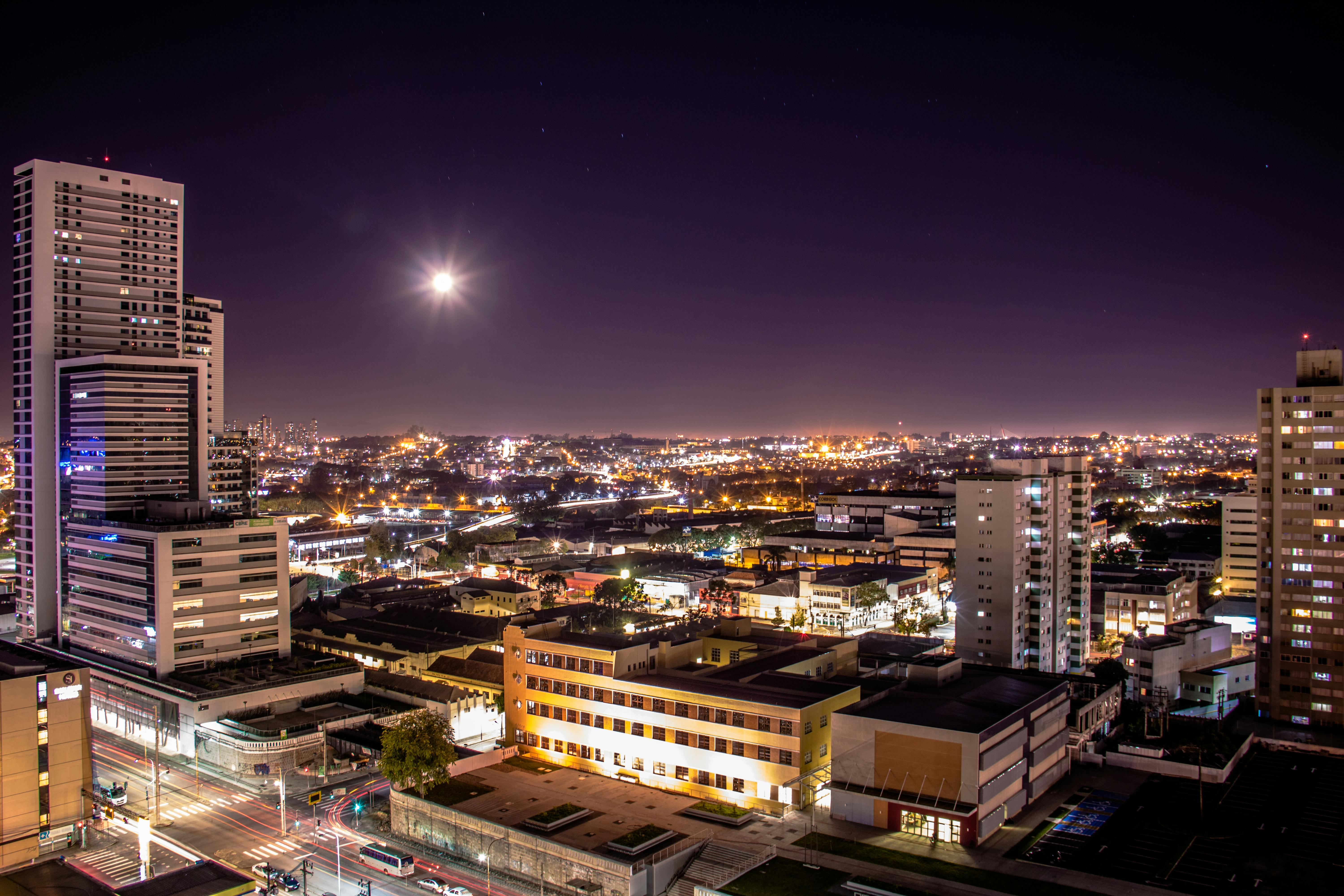 Lighted Buildings Nighttime · Free Stock Photo